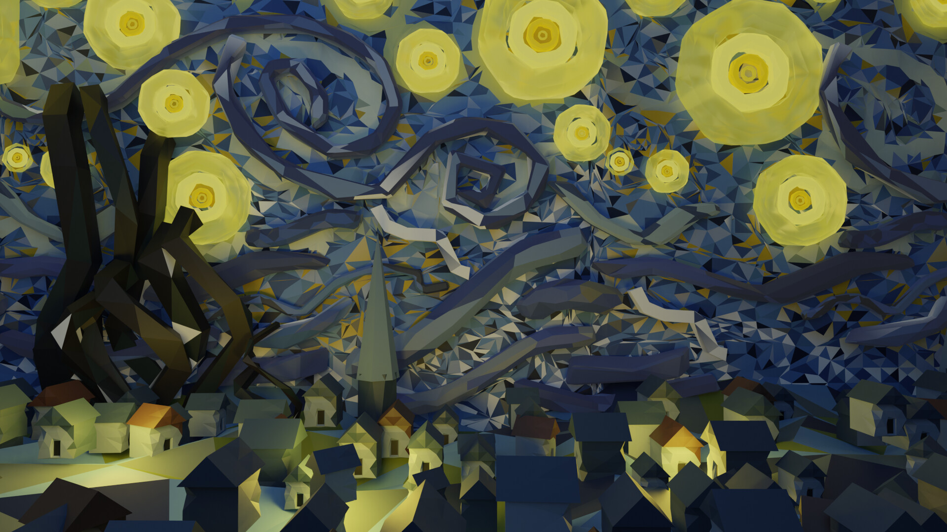 ArtStation - Starry night low poly