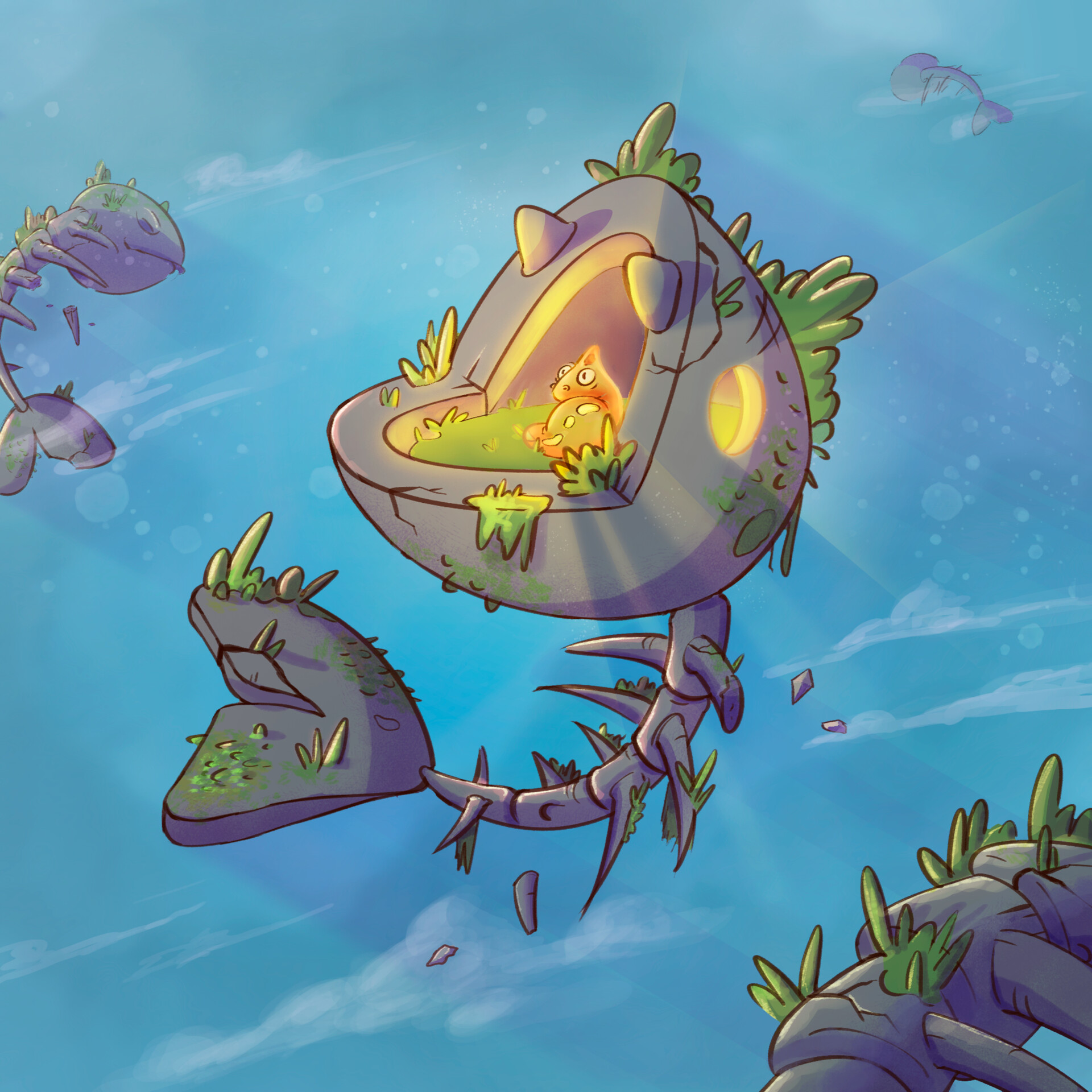 Cartoon Dead Fish In Water