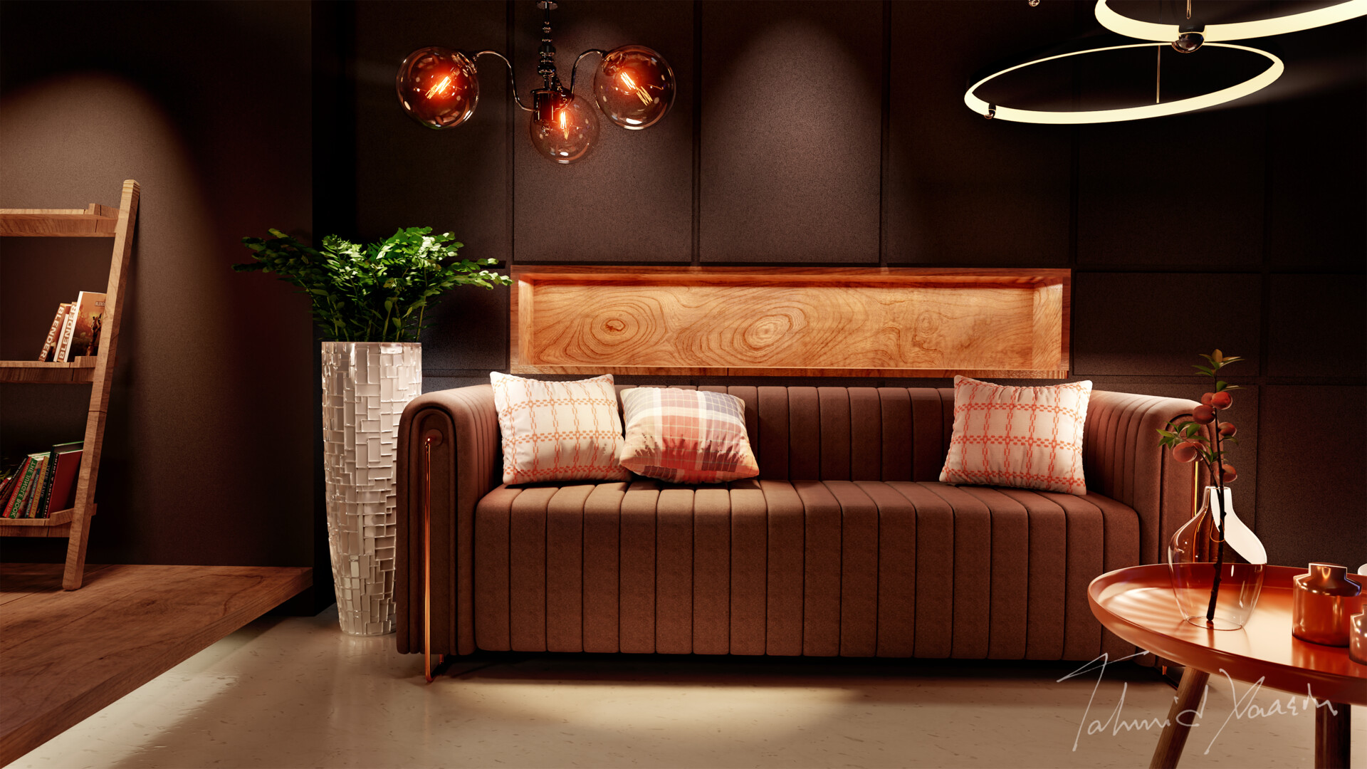 ArtStation - Living room interior - Night Render