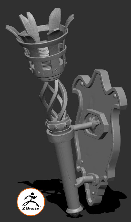 3D Tudor - Medieval Torch & Holder