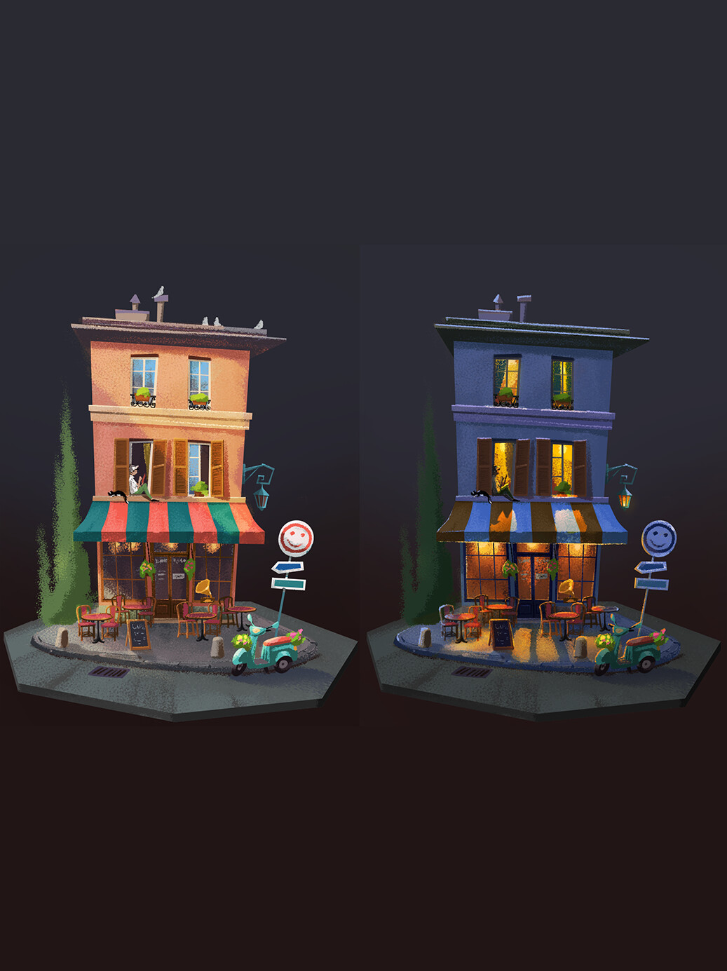 ArtStation - Small french cafe or When time is stop