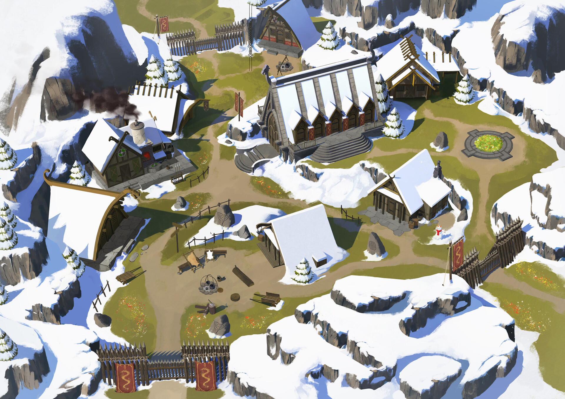 ArtStation - Mountain Village (3/4 view)