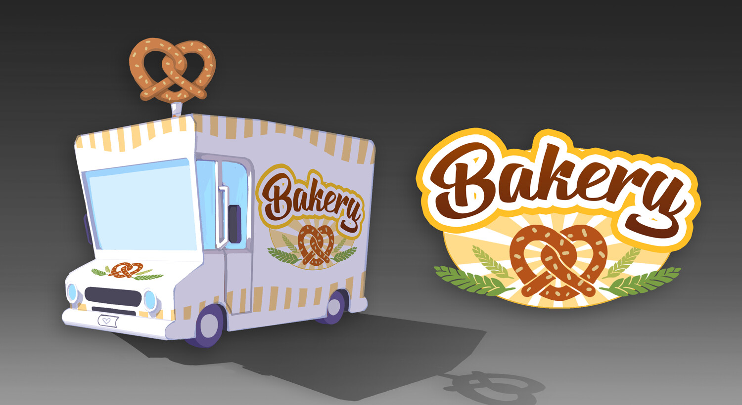 ArtStation - Bakery bus and Pink car