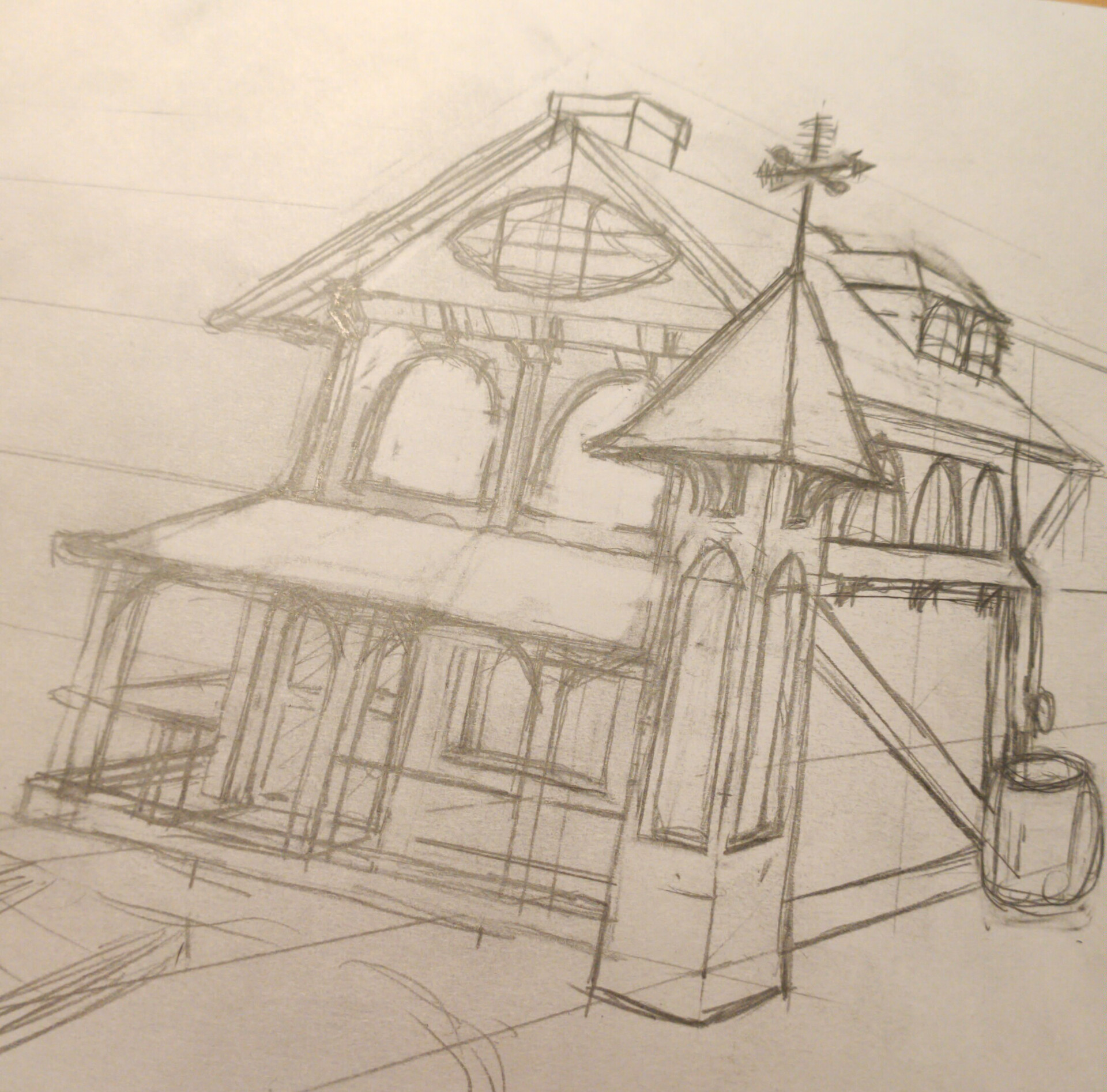 Haunted House Pencil Drawing