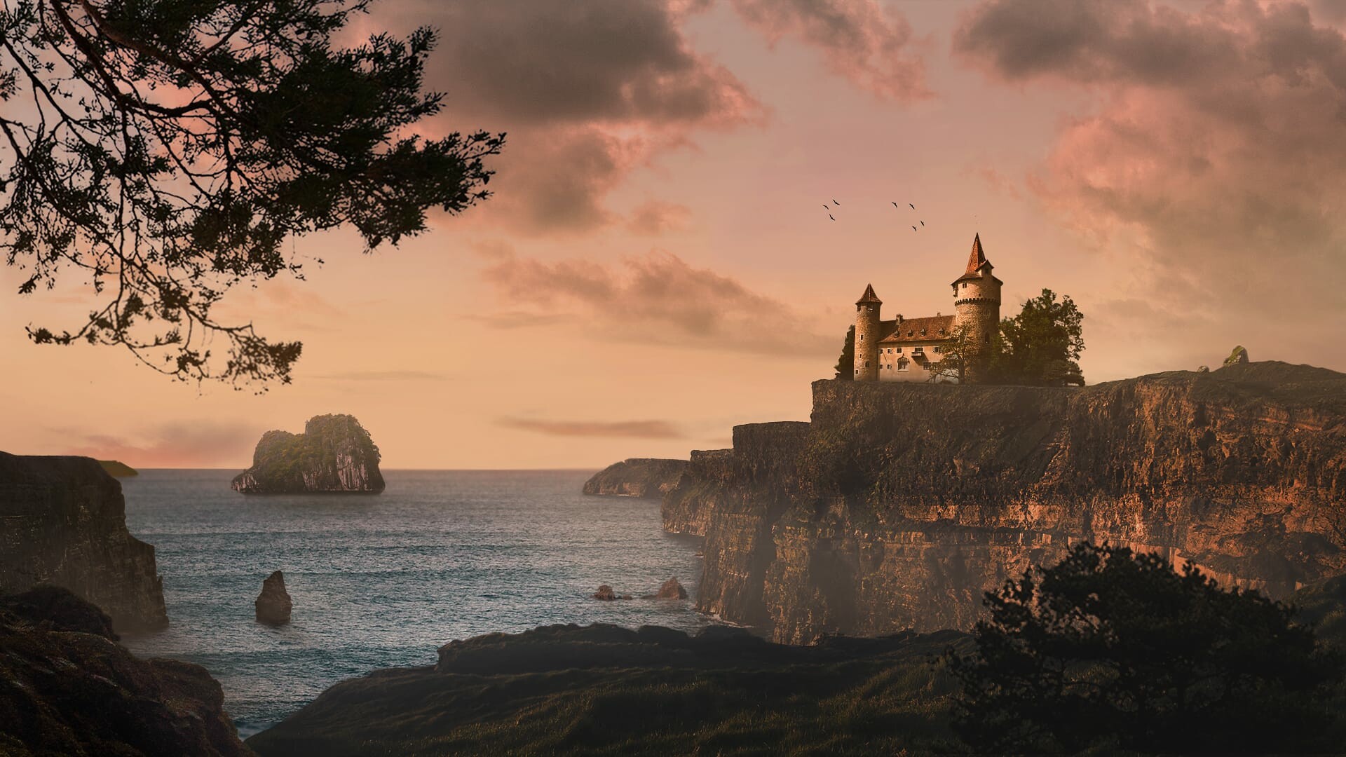 ArtStation - Castle at sunset