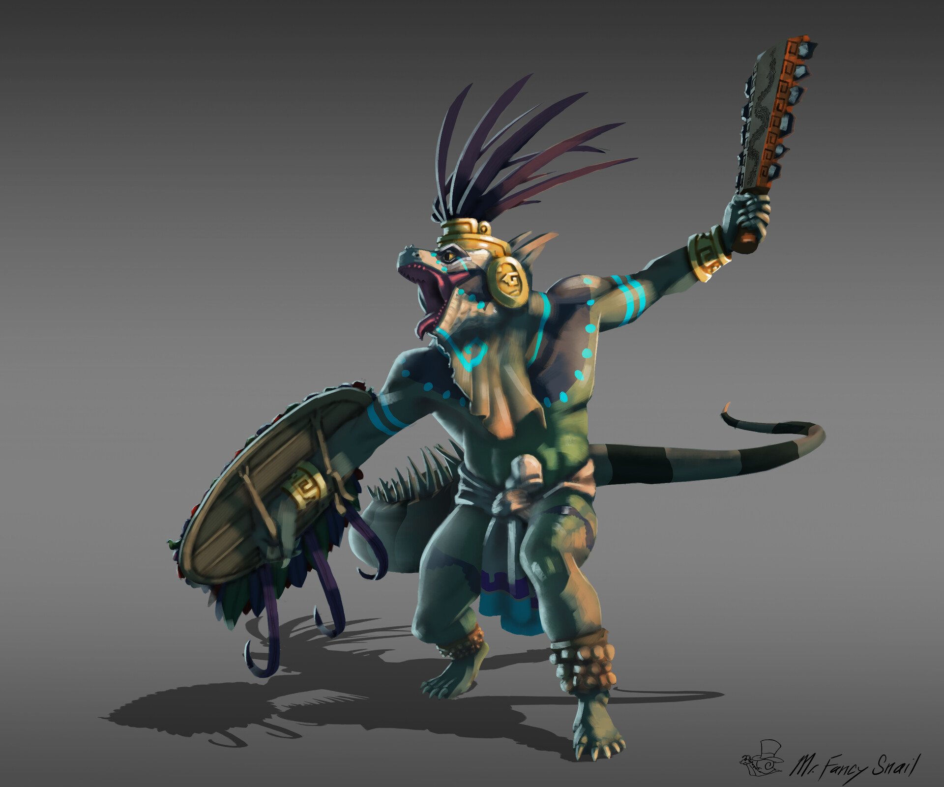 aztec lizard warrior