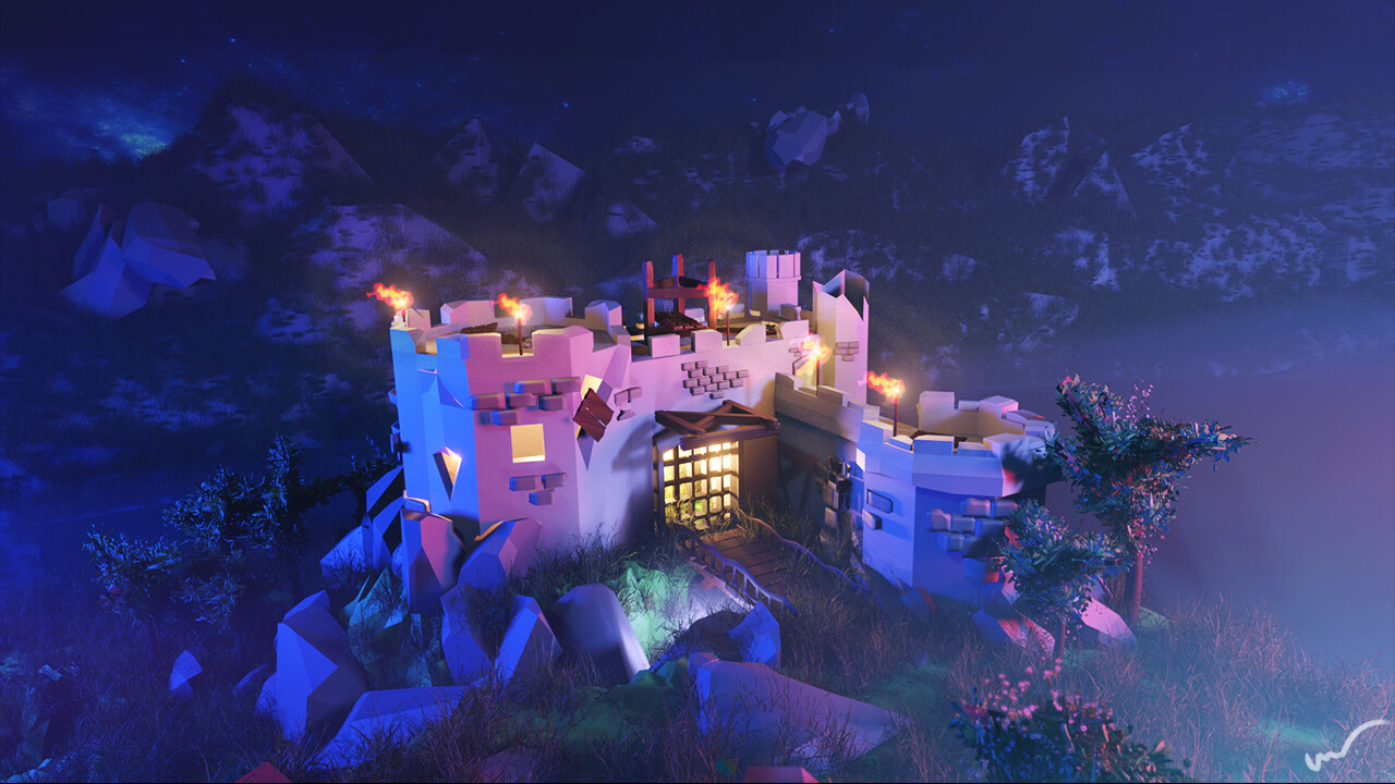 ArtStation - Todays Render Low Poly Witcher Castle