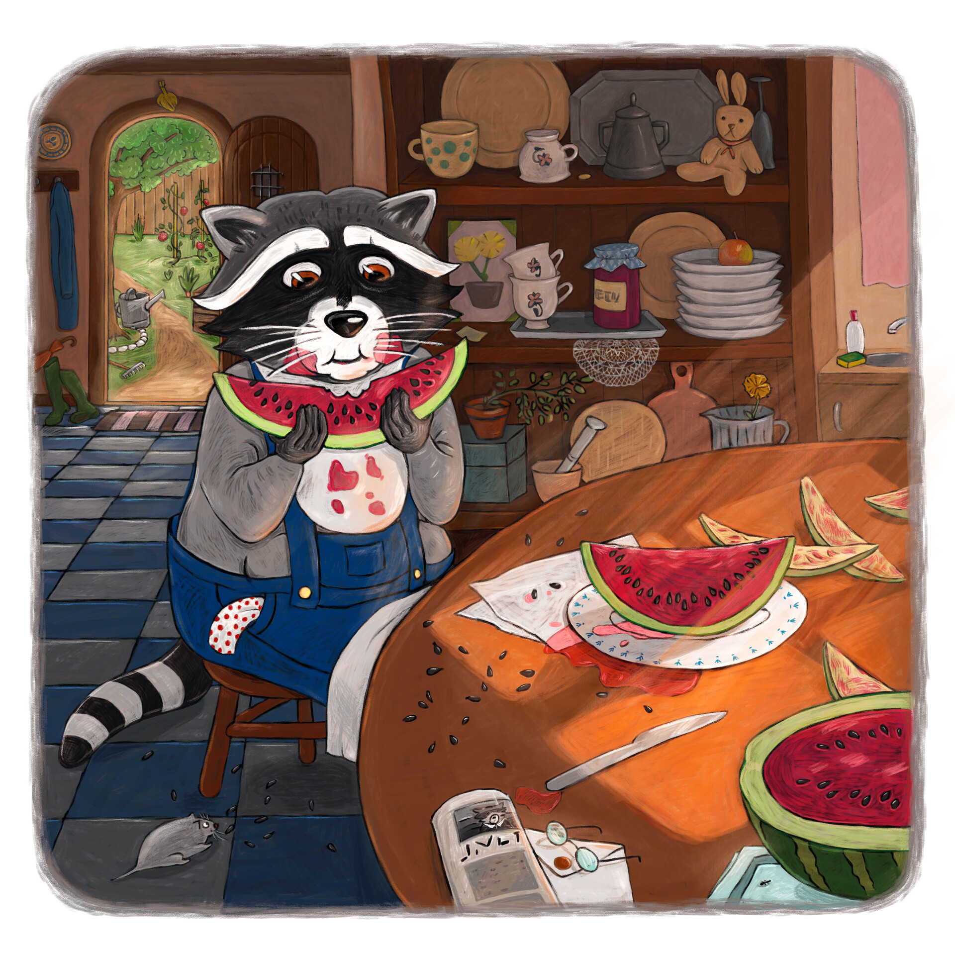 ArtStation - Watermelon Loving Raccoon