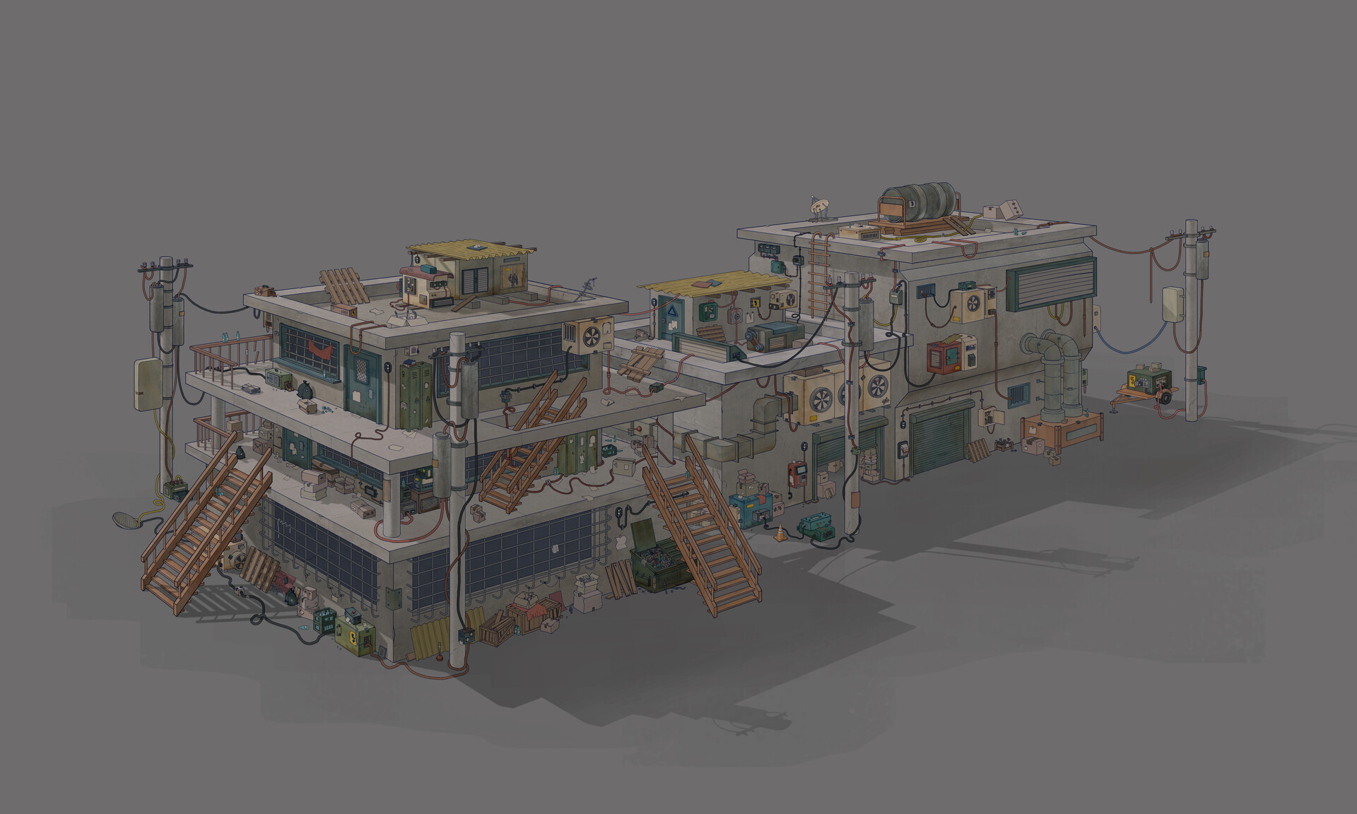 ArtStation - Low Tech World Industrial Buildings