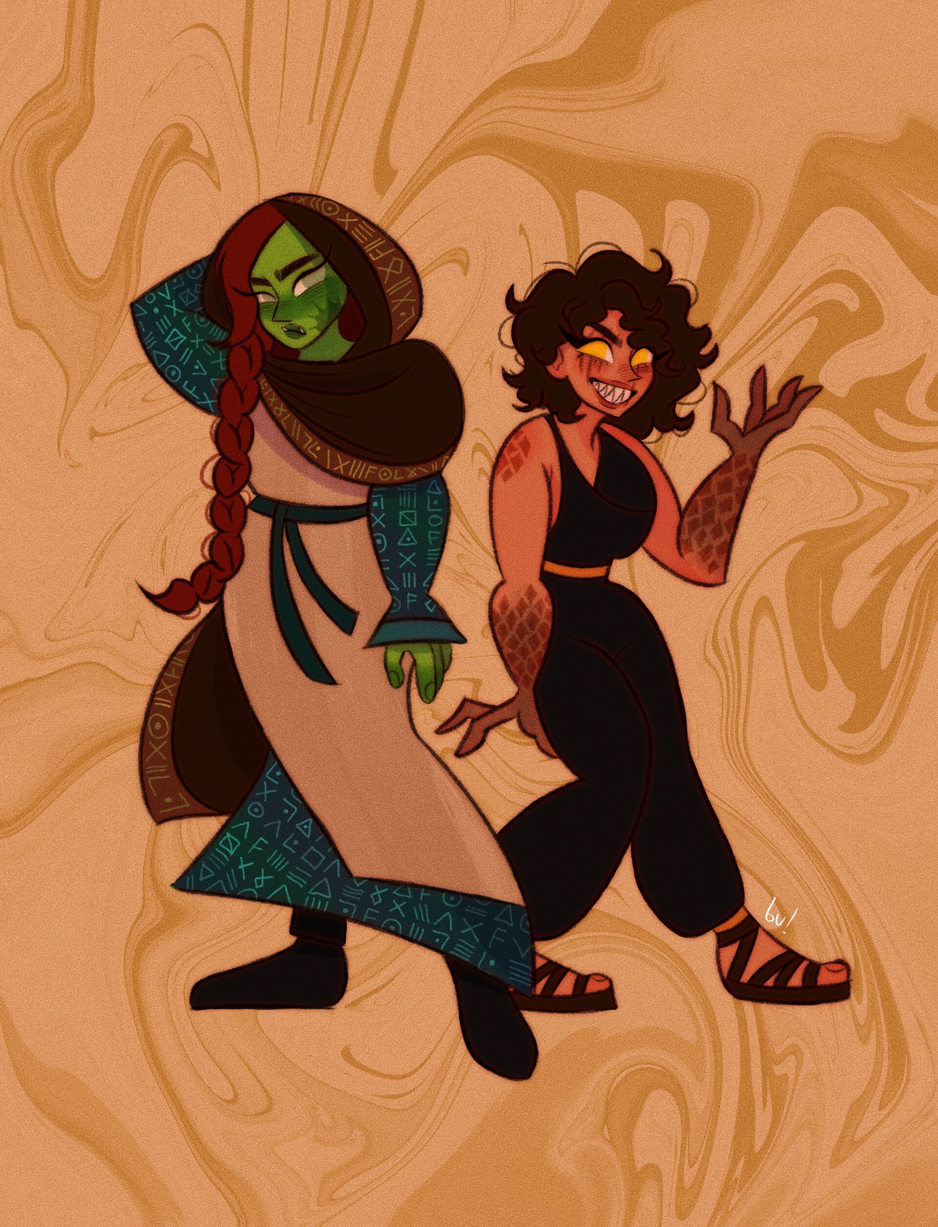 ArtStation - RPG commission - Orc mage and half-dragon