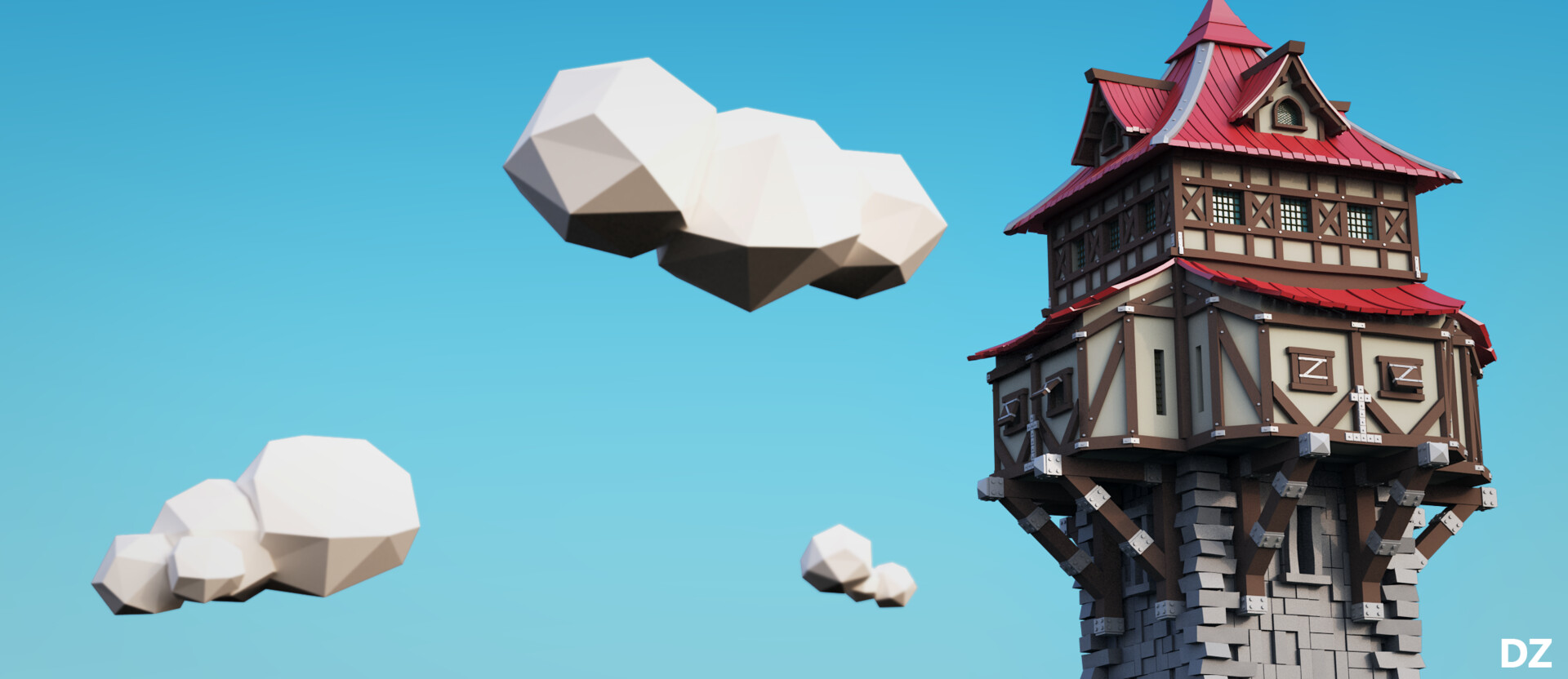 ArtStation - Low poly watchtower