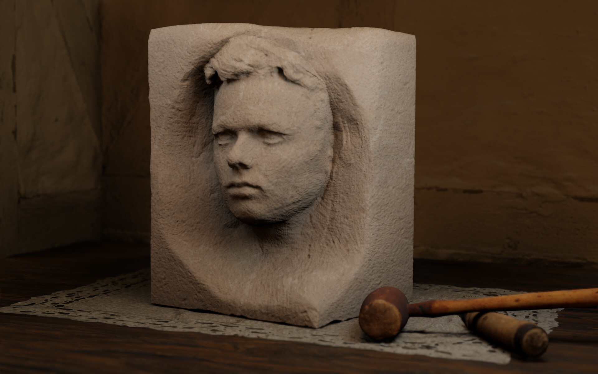 ArtStation - carved self portrait