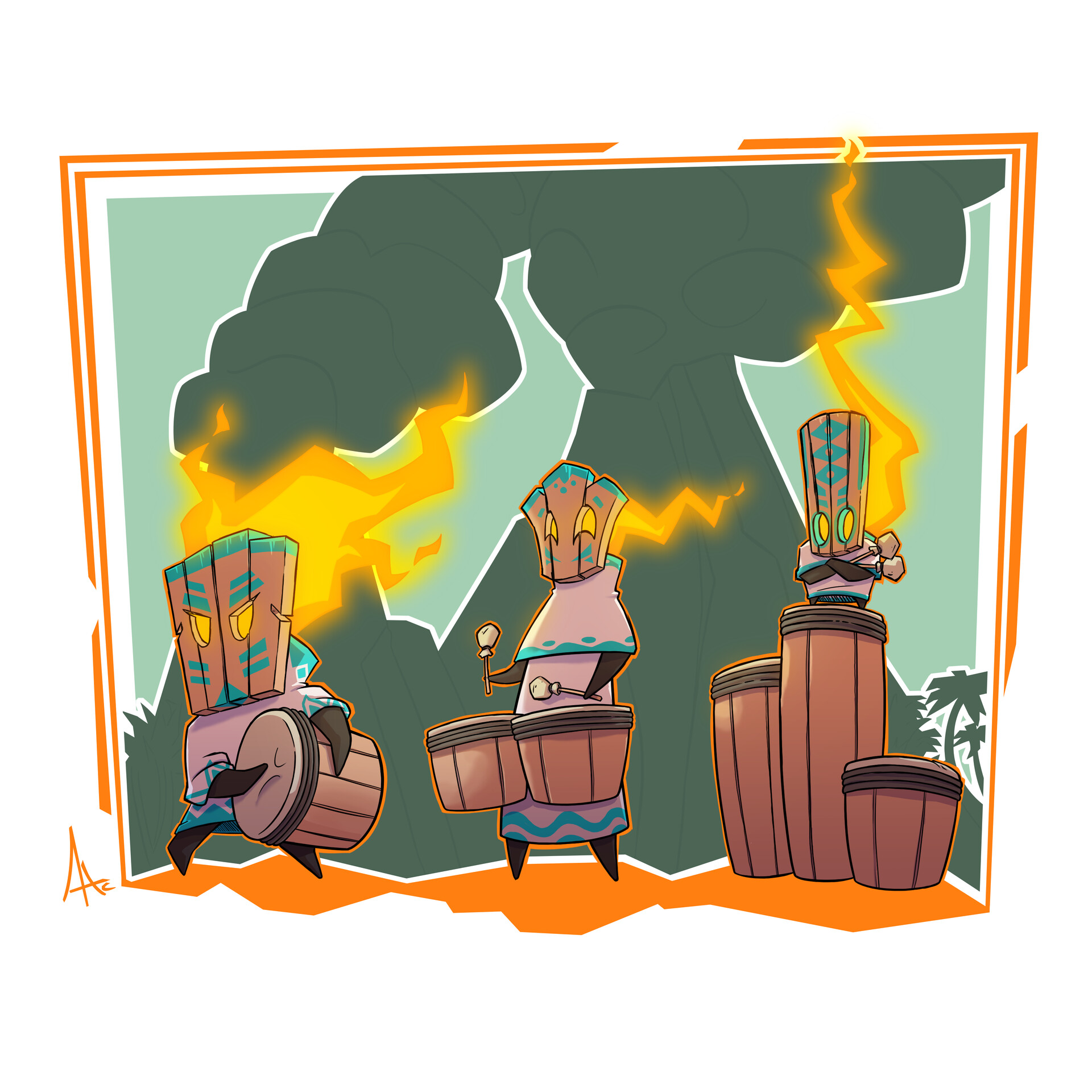 ArtStation - Tiki Pyro drummers