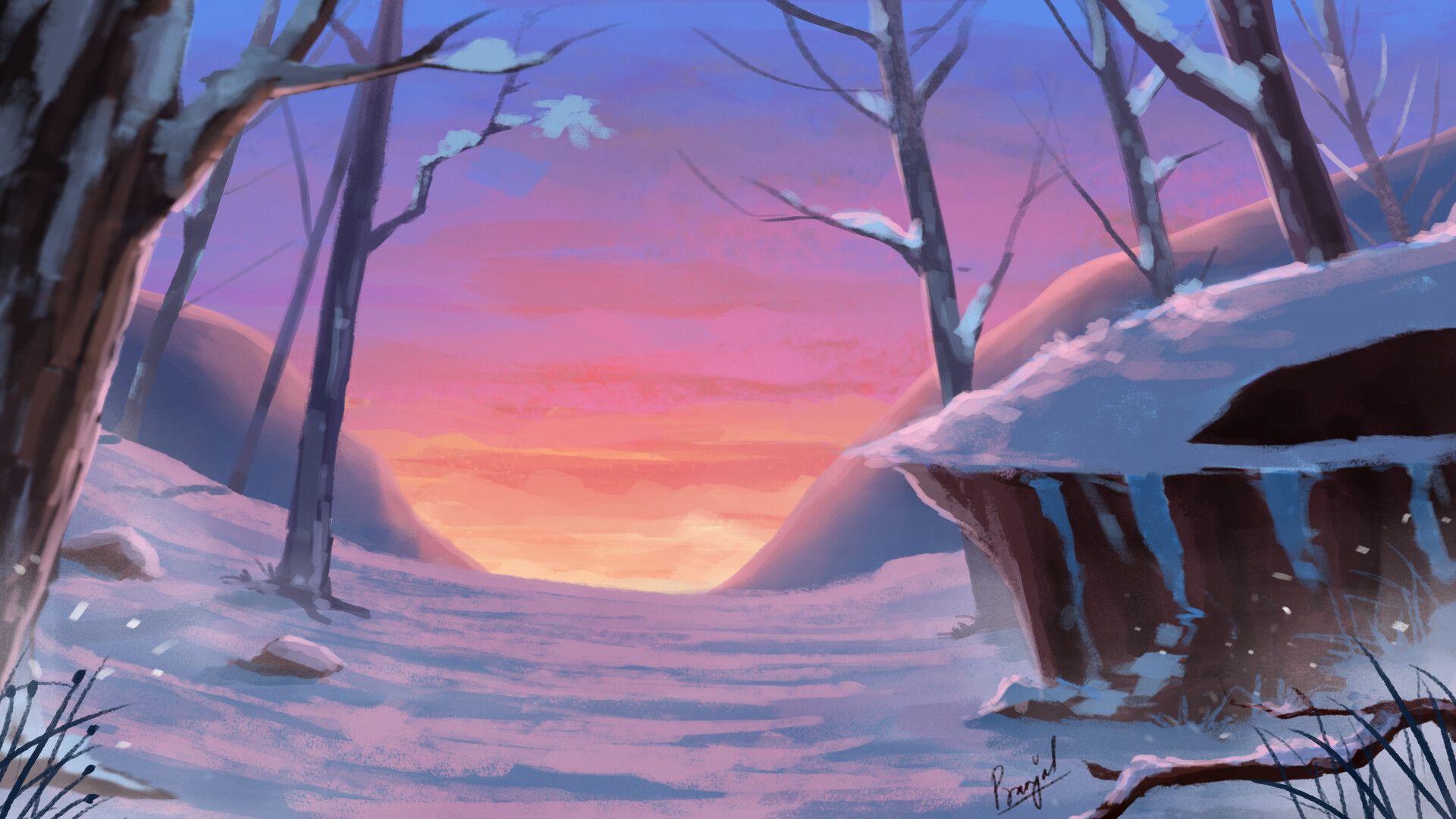 ArtStation - Winter Sunset