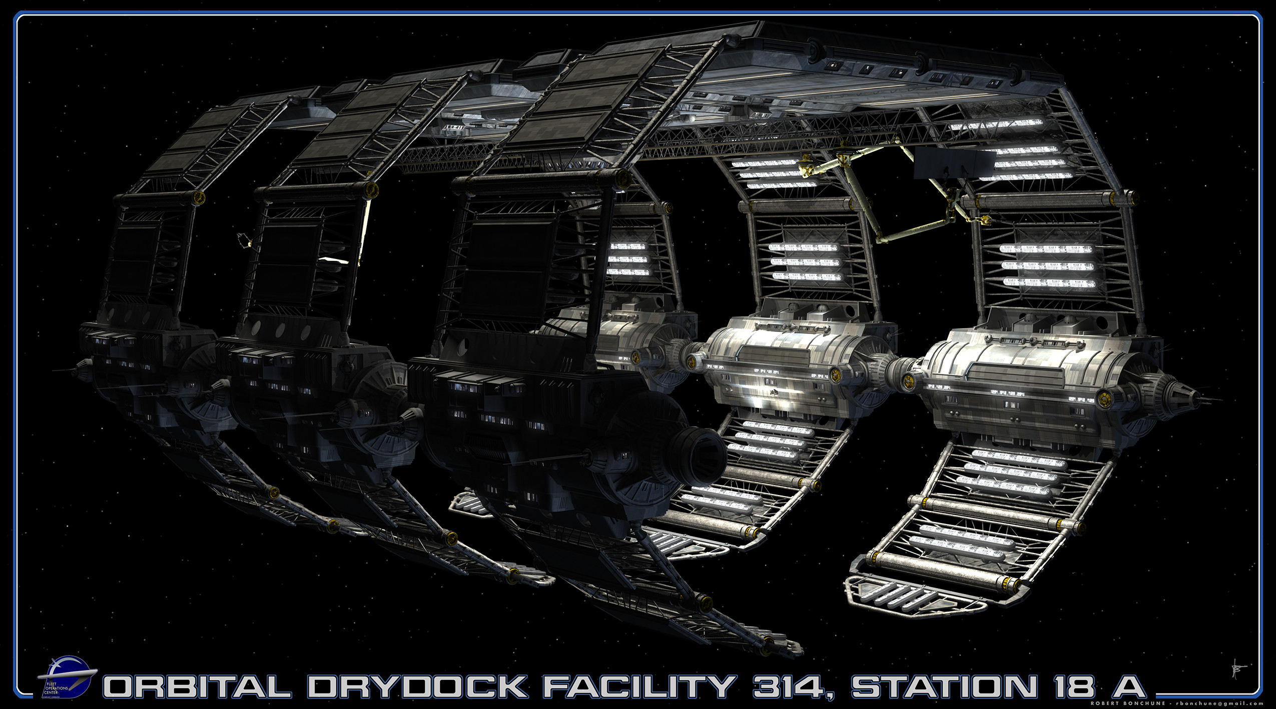 Robert Bonchune - Orbital Drydock Facility (done for the NX-02 Columbia ...
