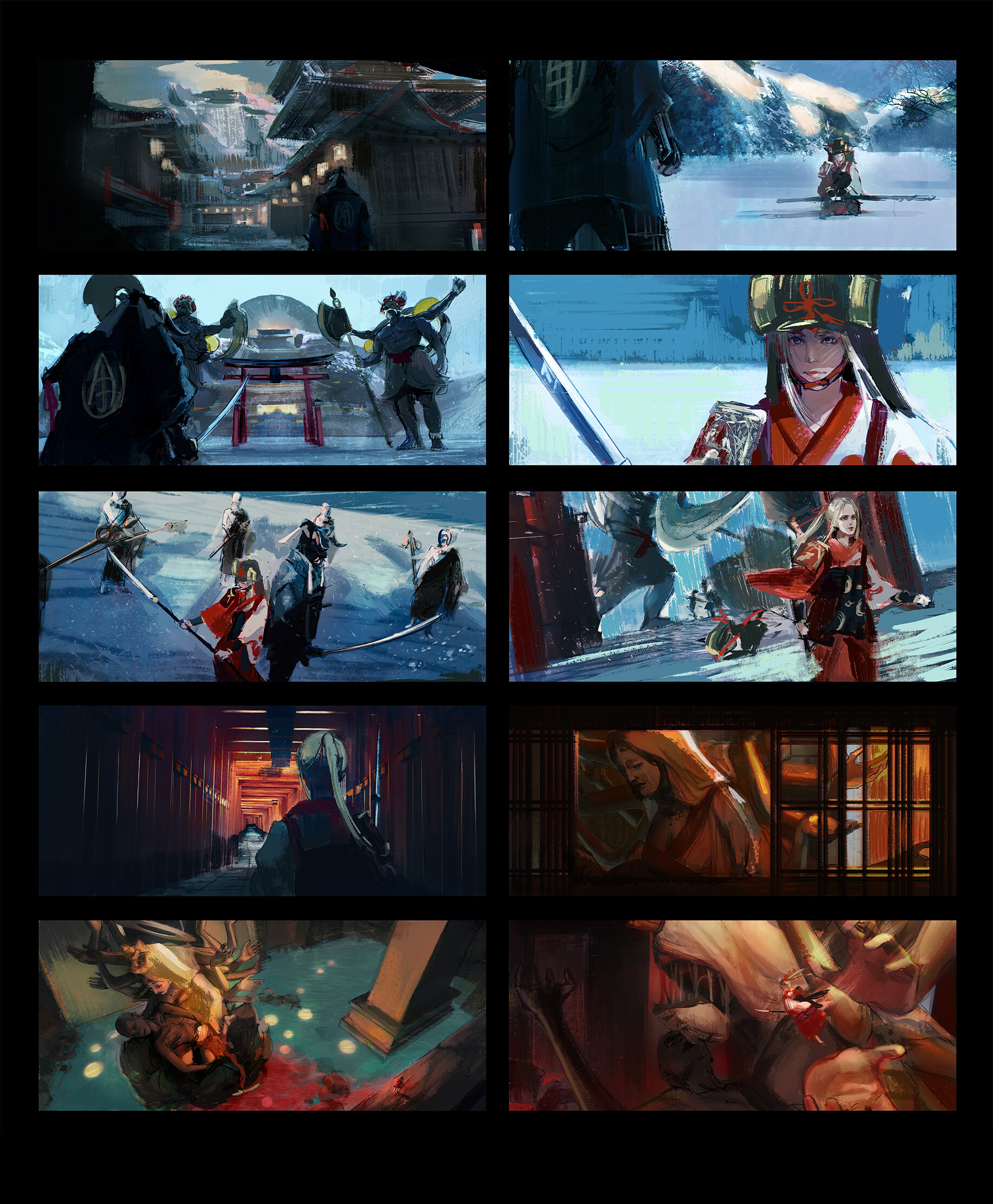 ArtStation - samurai girl keyframes illustration
