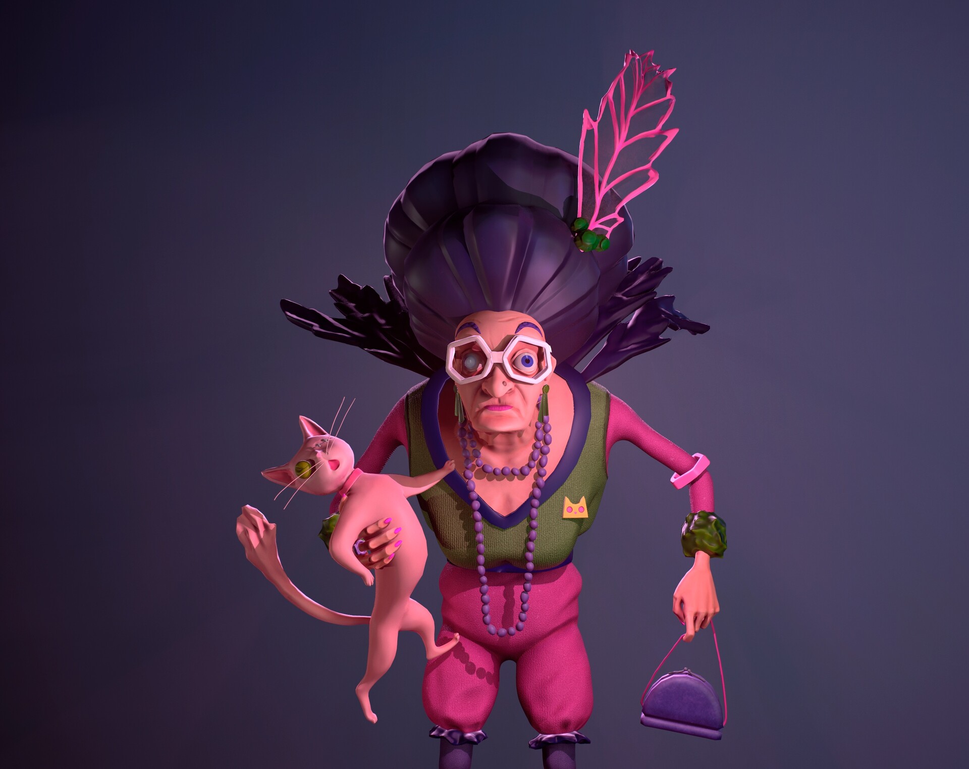 ArtStation - Grandma in pink