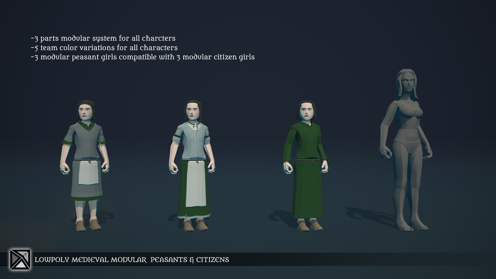 Polytope Studio - Lowpoly Medieval Modular Peasants & Citizens