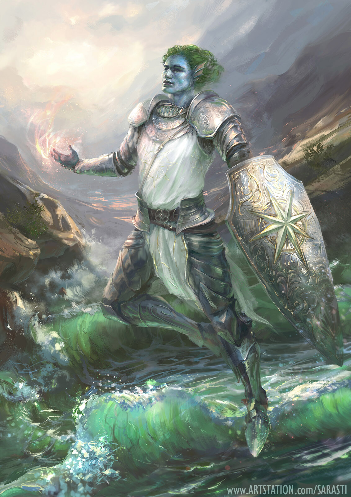 how to draw a water genasi