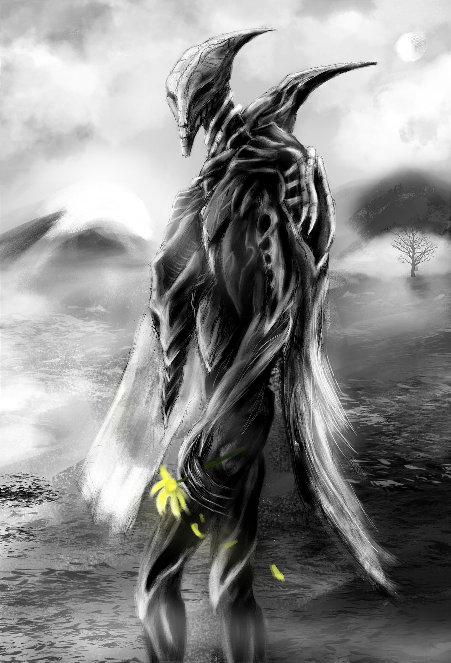 ArtStation - Dark Alien Design - made from a traditional drawing sketch