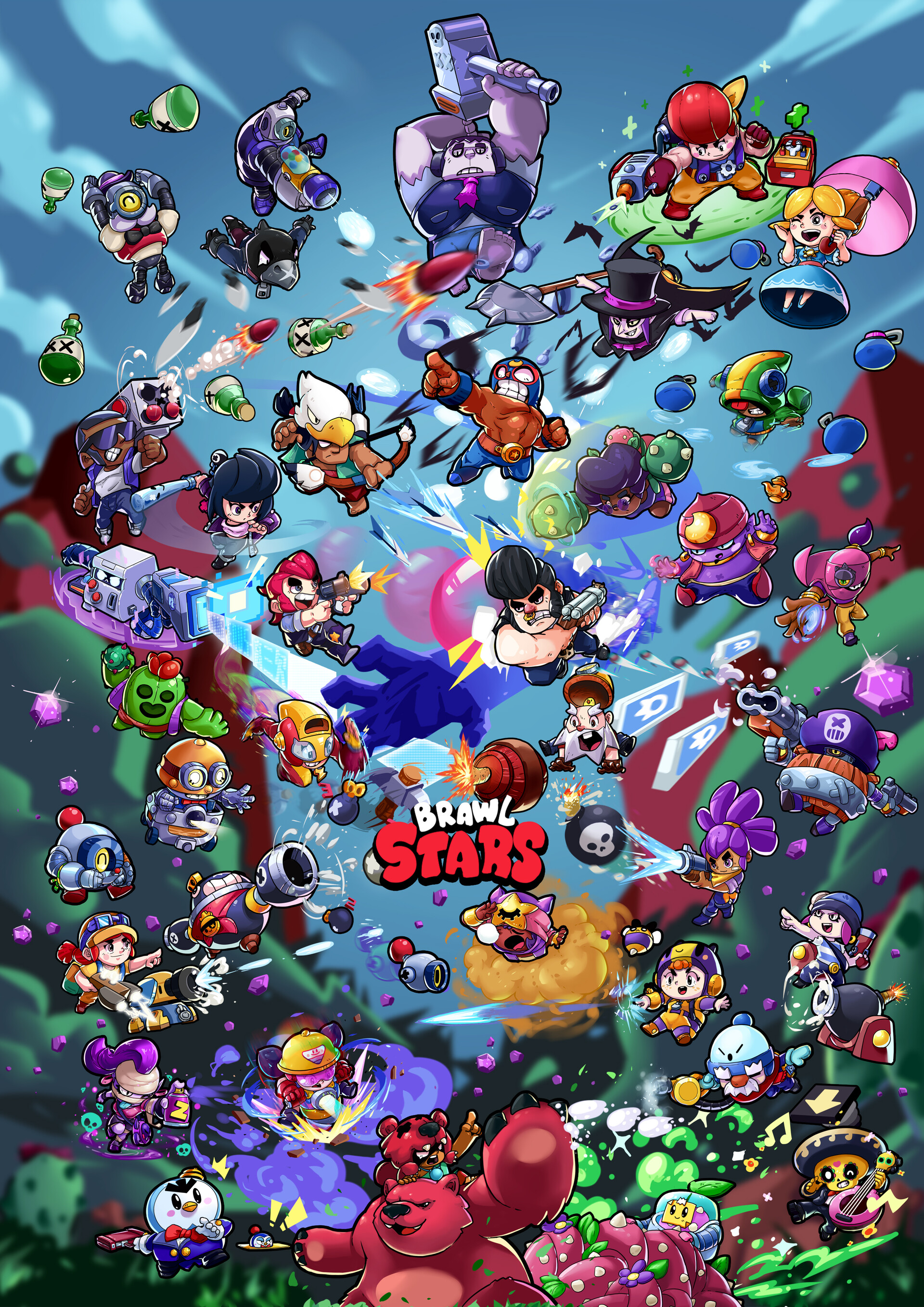 ArtStation - BRAWL STARS 荒野乱斗 （大合集，37个英雄混战）