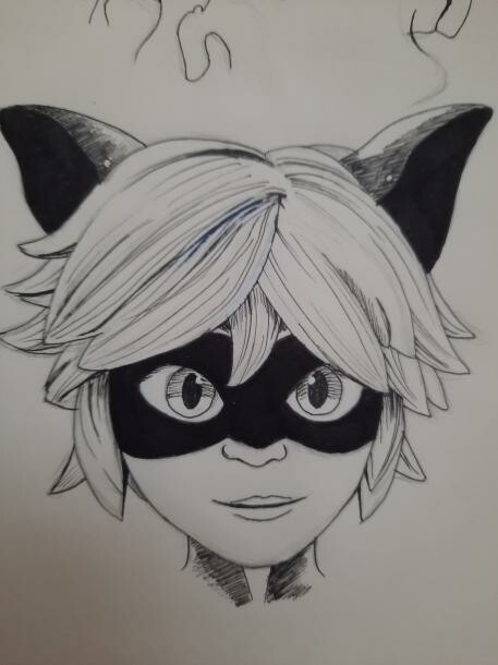 how to draw cat noir mask