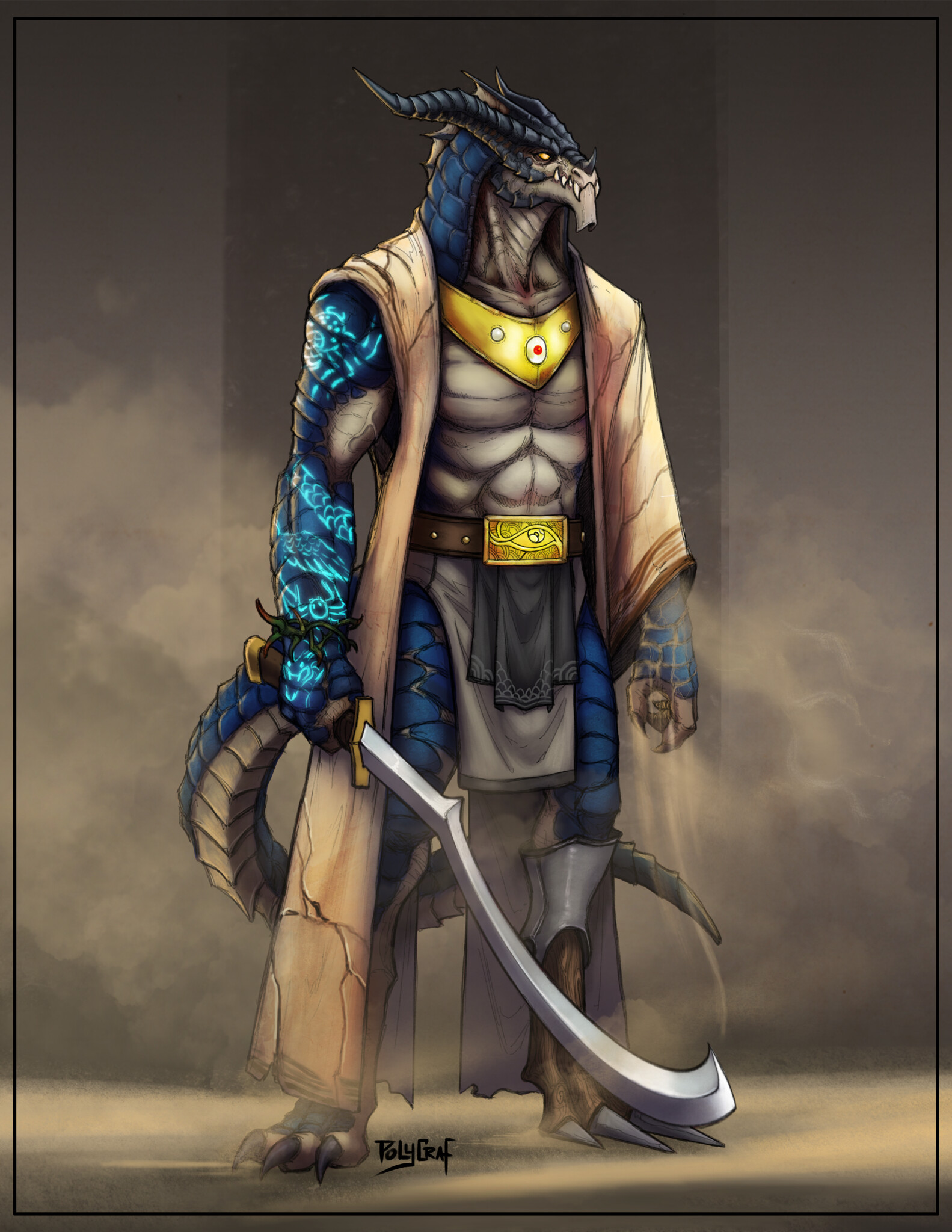 ArtStation - Blue Dragonborn Druid