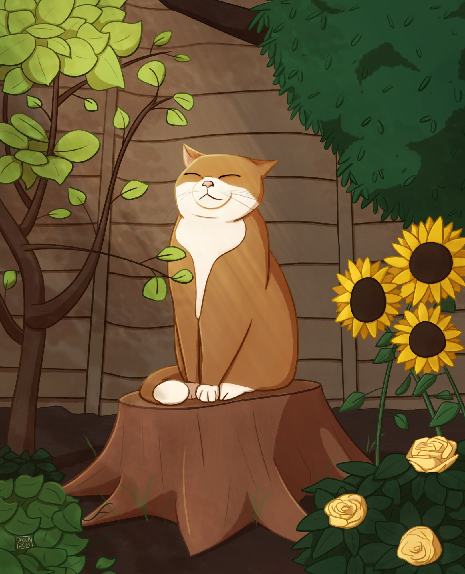 ArtStation - Cat on a Tree Stump