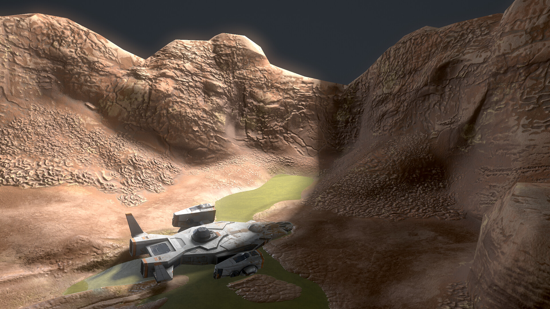 ArtStation - low poly landscape with spaceship