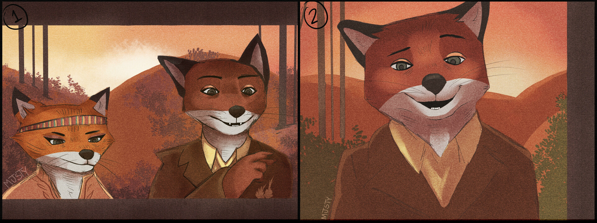 ArtStation - 2 frames basic colors Fantastic Mr. Fox storyboard