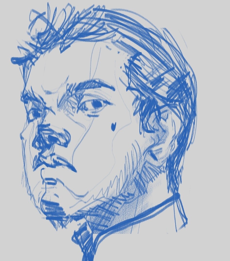 ArtStation - Self Portrait using Mirror - Paper Media