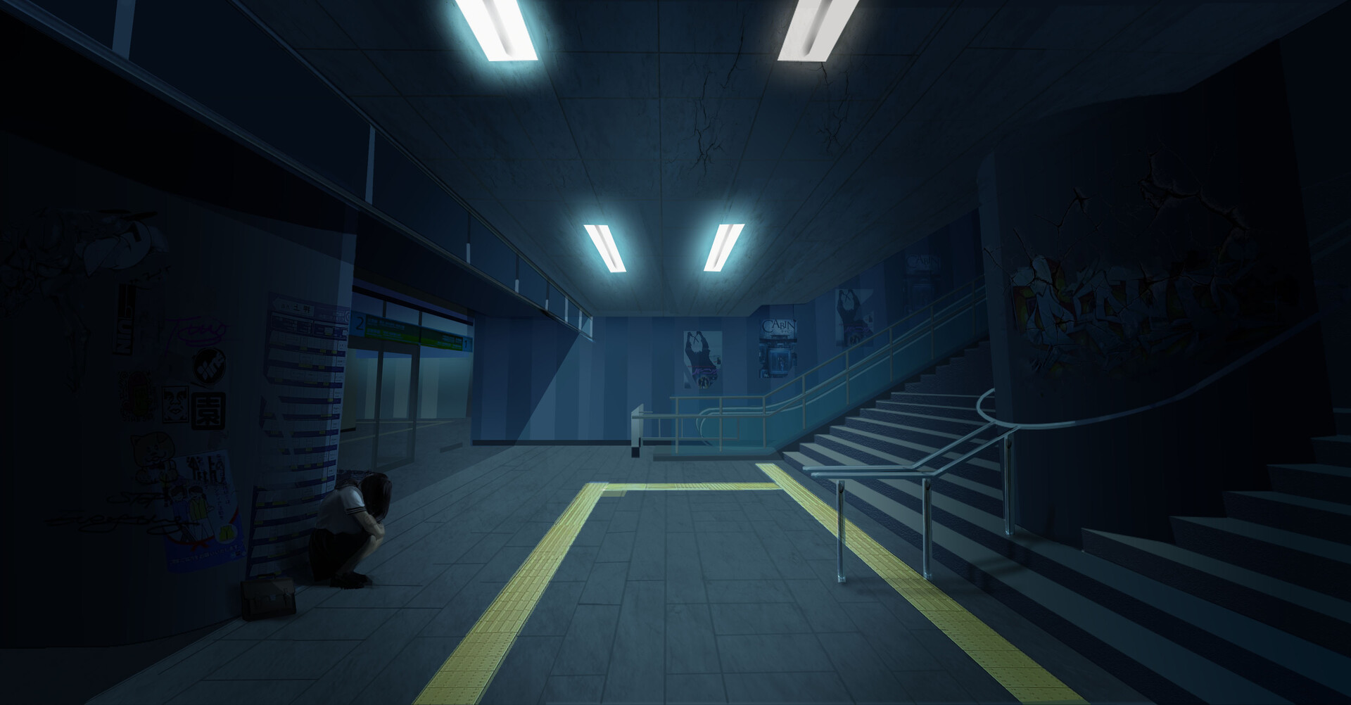 ArtStation - Midnight Underground Station