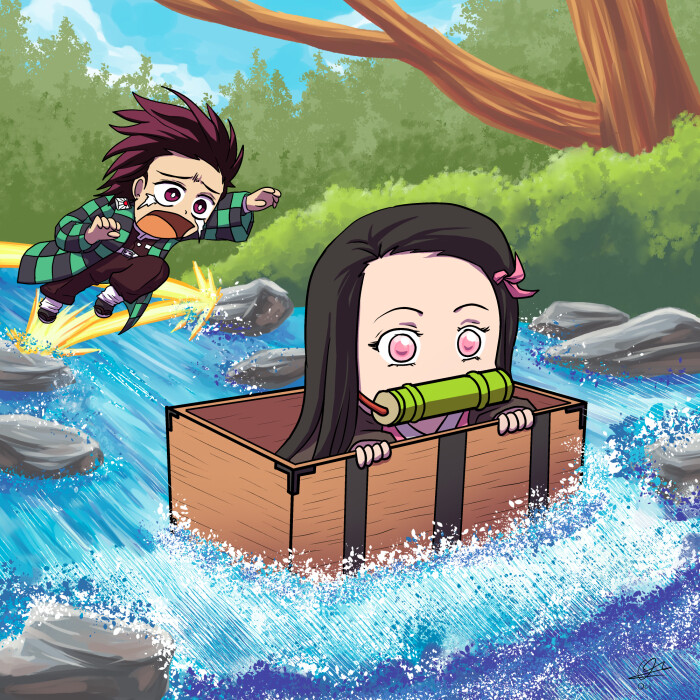 ArtStation - Floating Nezuko