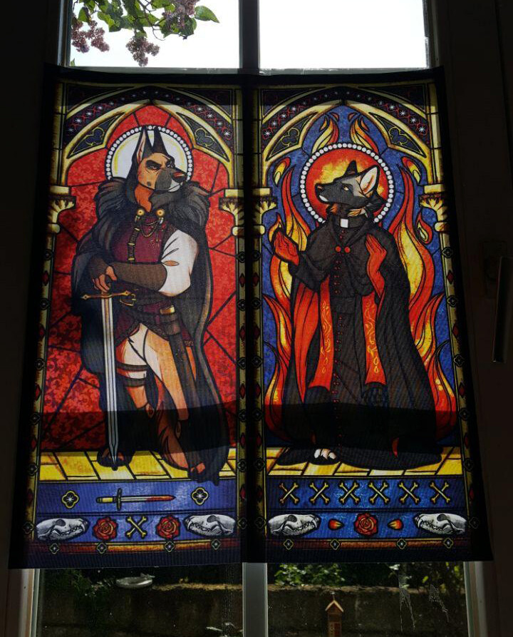 Blue Hunter - Digital stained glass window - Cloak and dagger