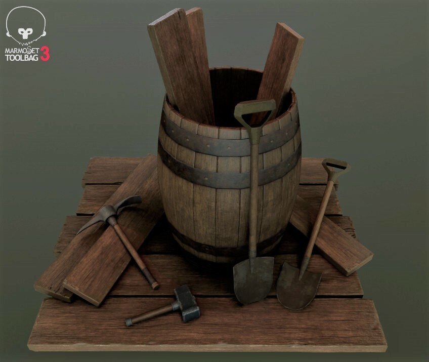 ArtStation - Barrel and Tools (study)