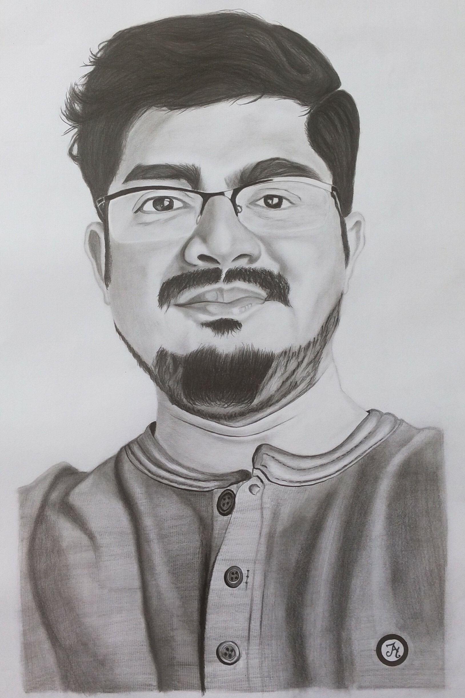 how to draw man with glasses