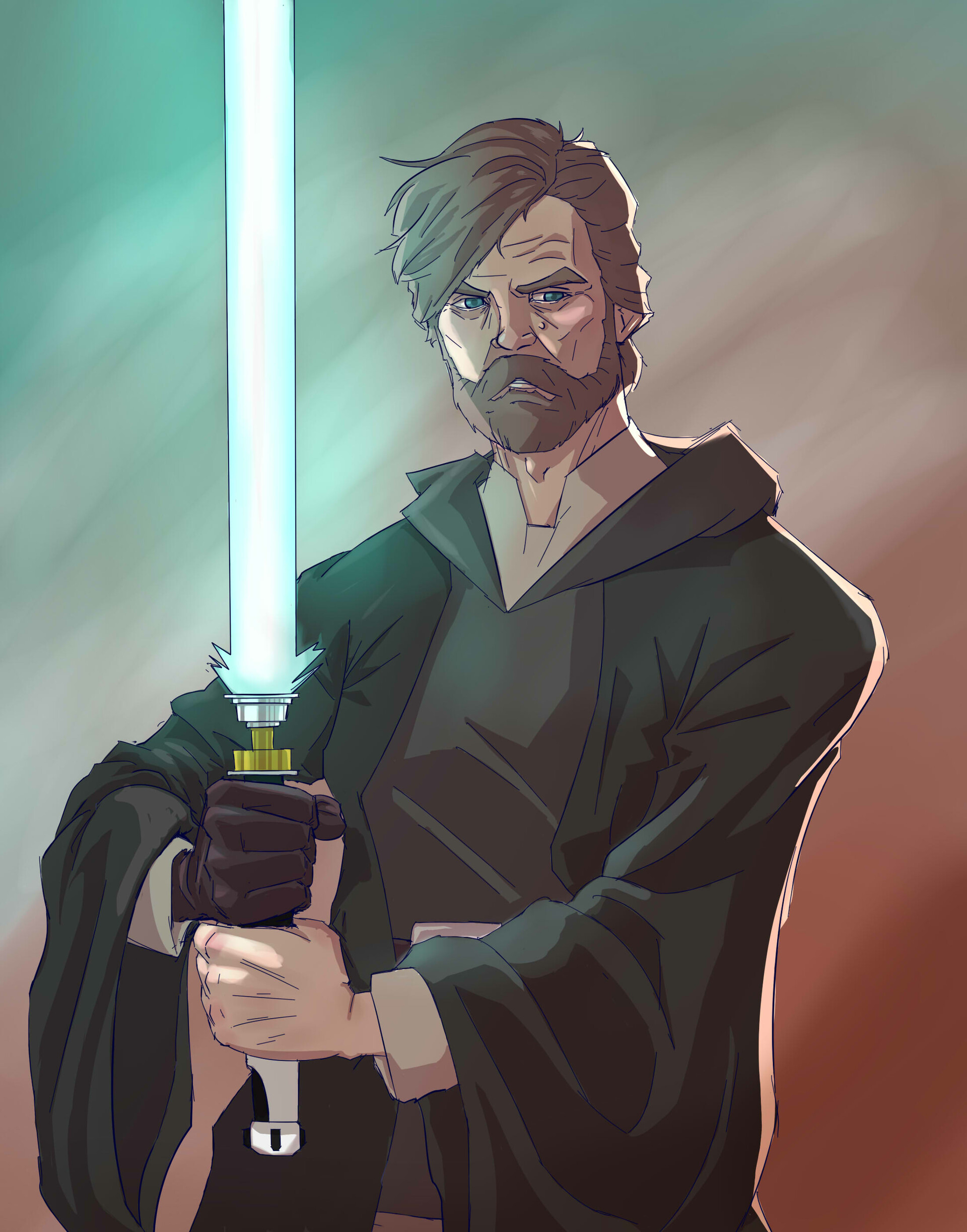 how to draw luke skywalker jedi knight