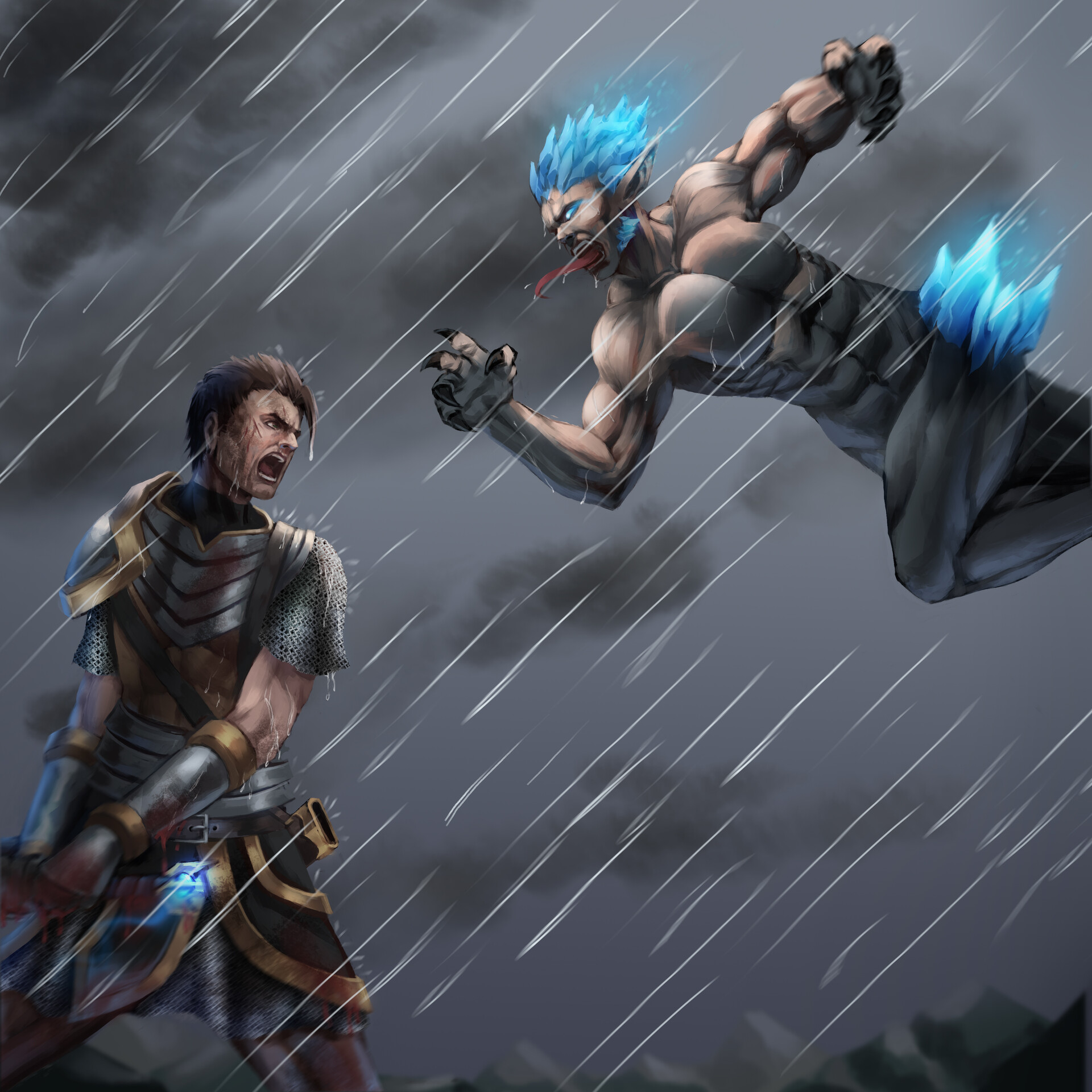 ArtStation - Fight in the Rain