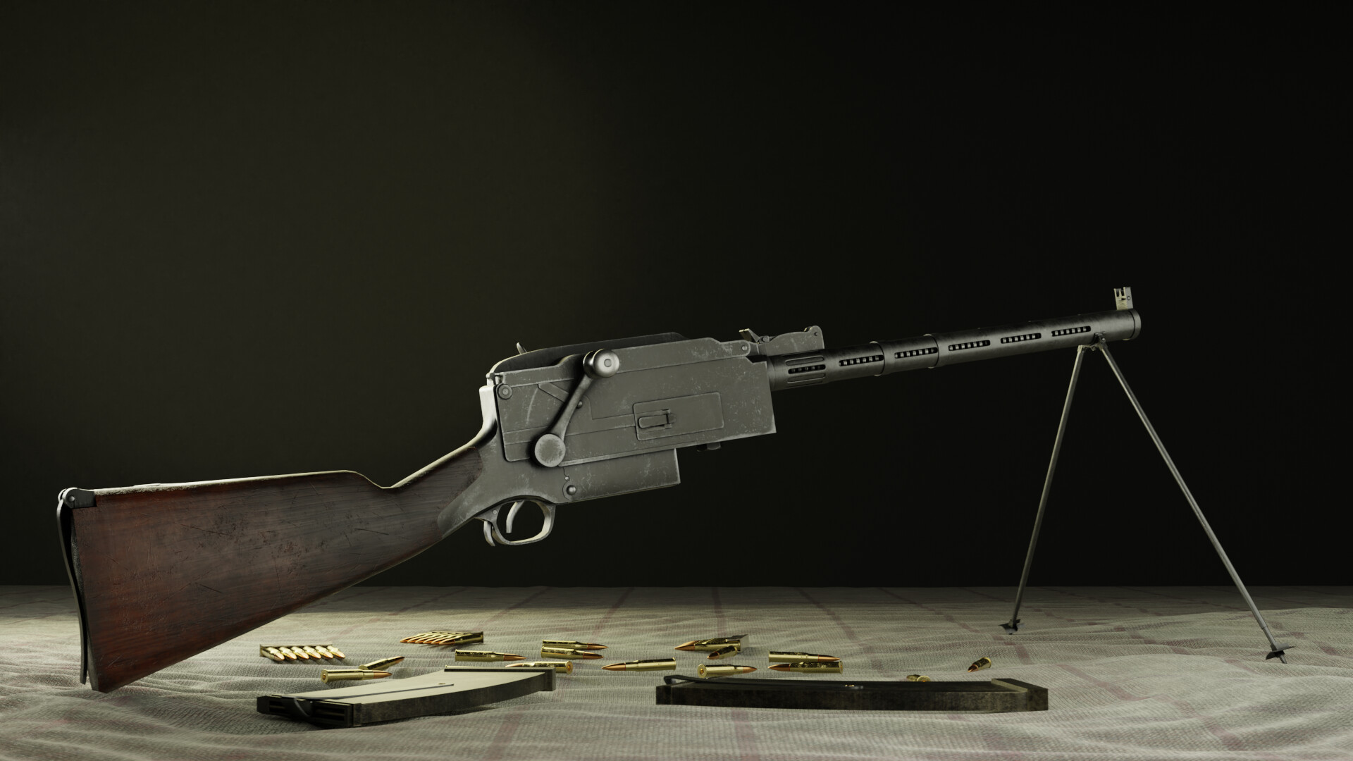 ArtStation - Madsen 1905 Light Machinegun