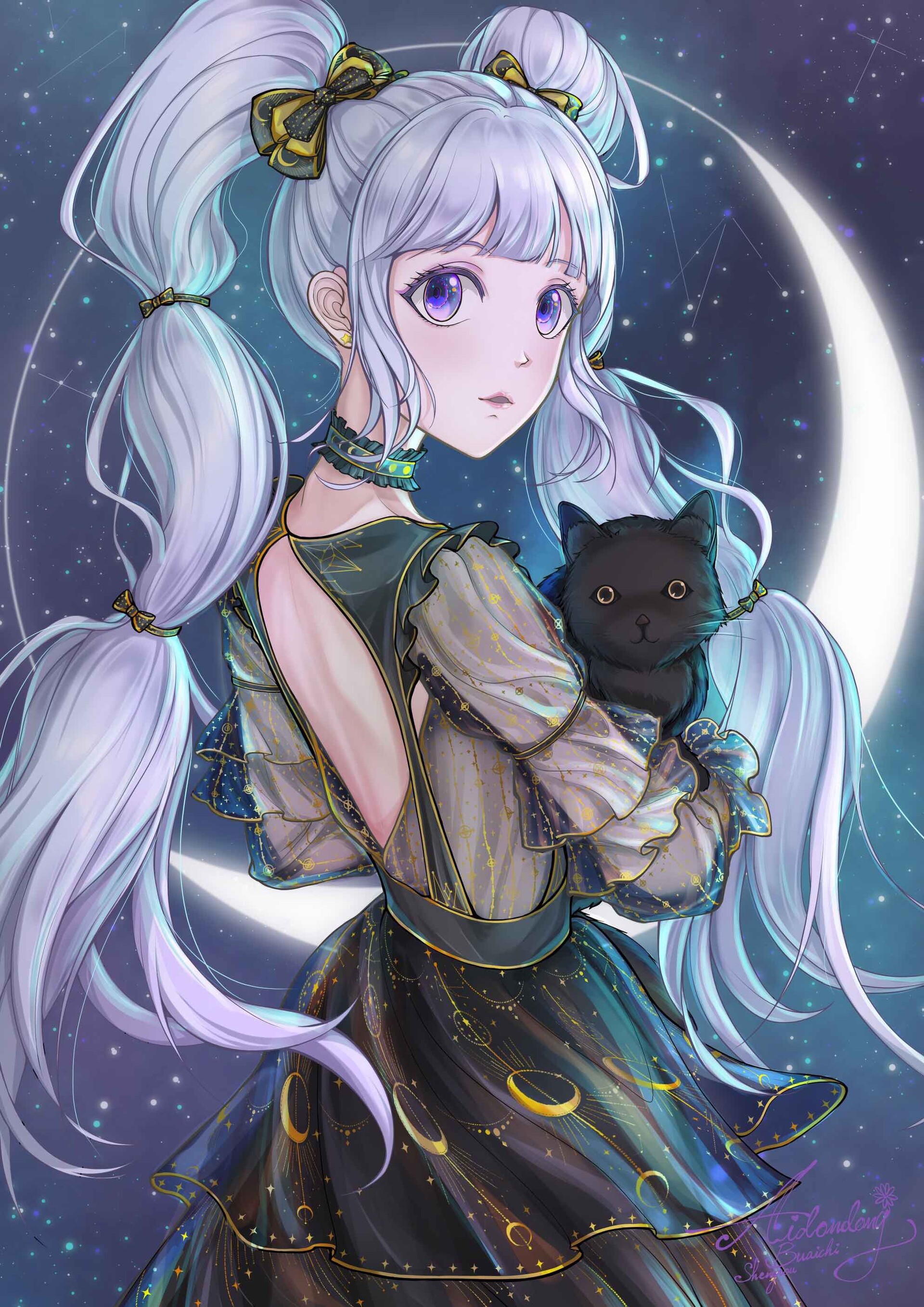 ArtStation - Moon and cat