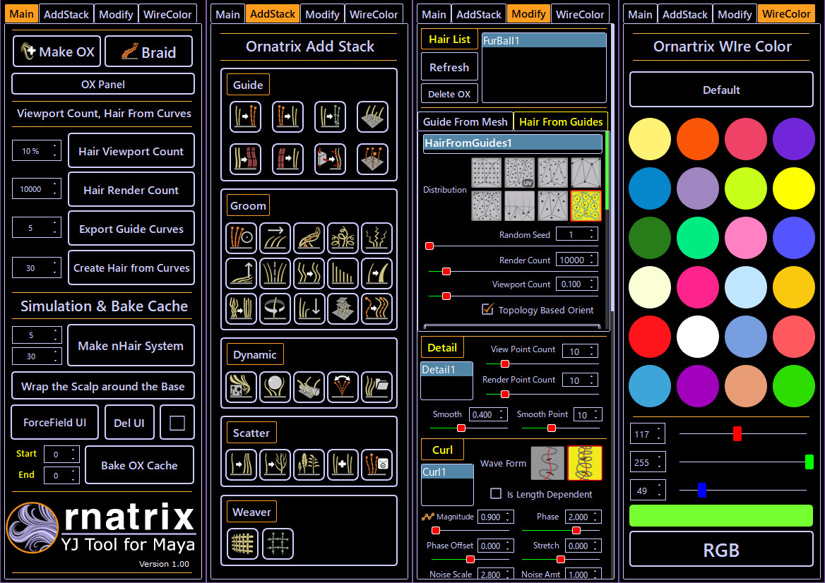 ArtStation - YJ Ornatrix Tool (Python Script)