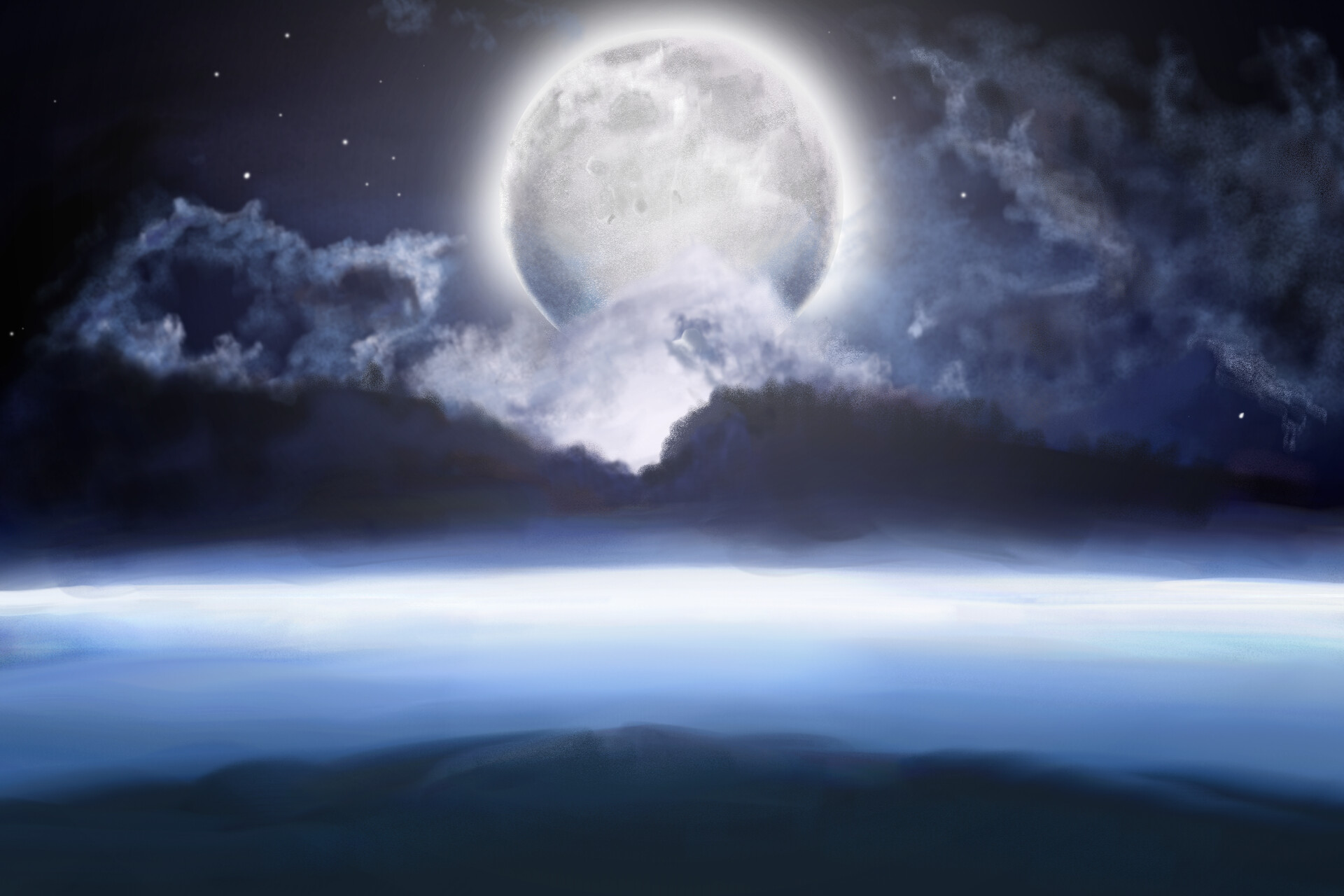 ArtStation - Moon above Clouds