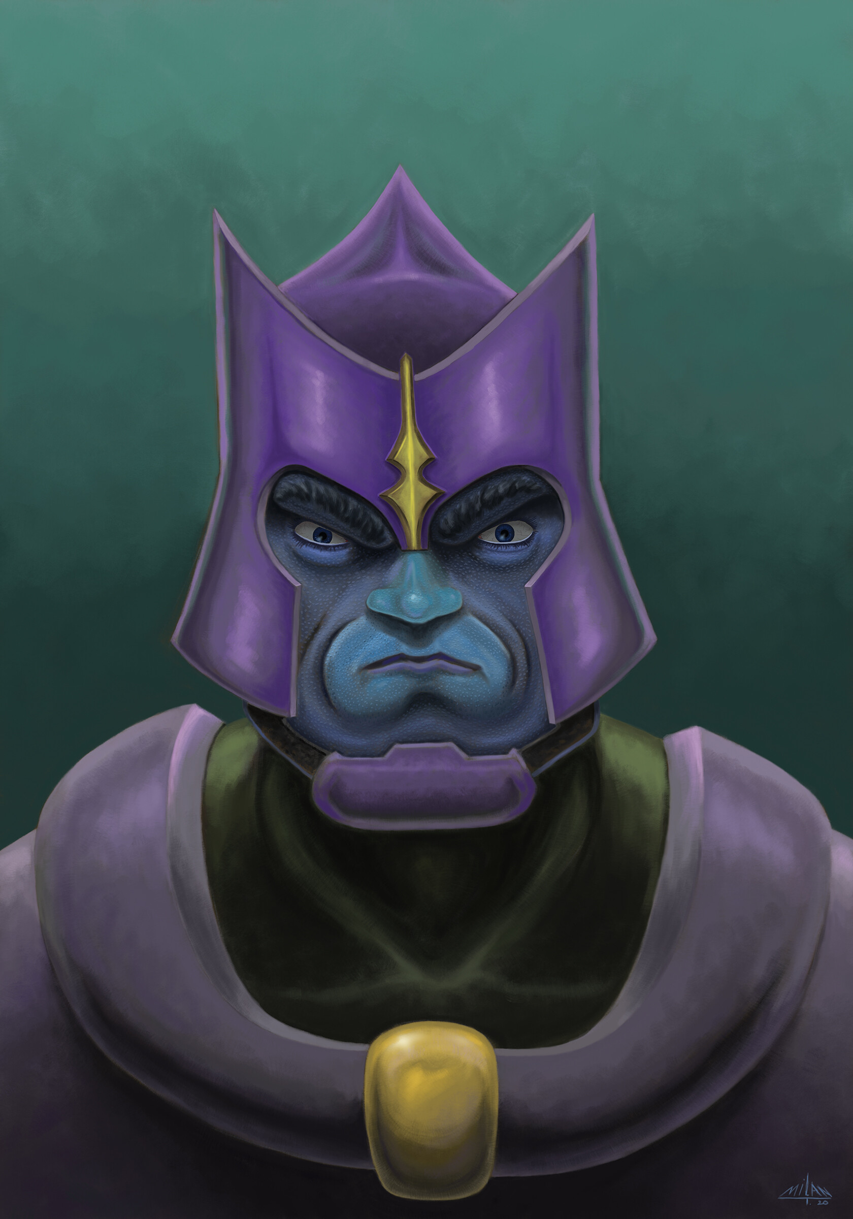 ArtStation - Blue Warrior King Portrait