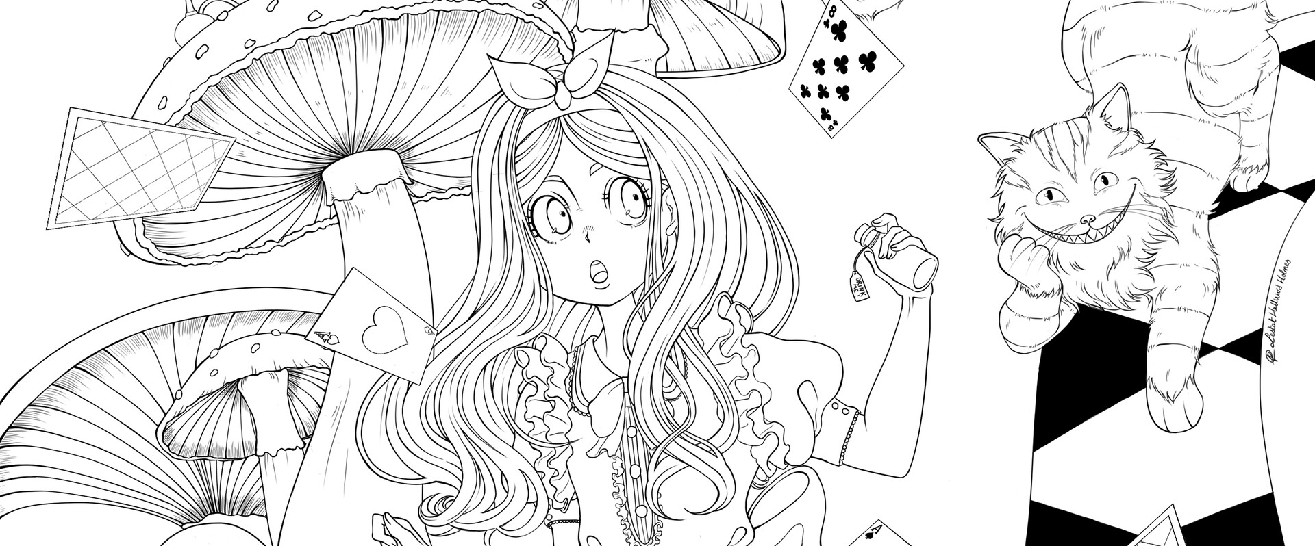 anime alice in wonderland coloring pages