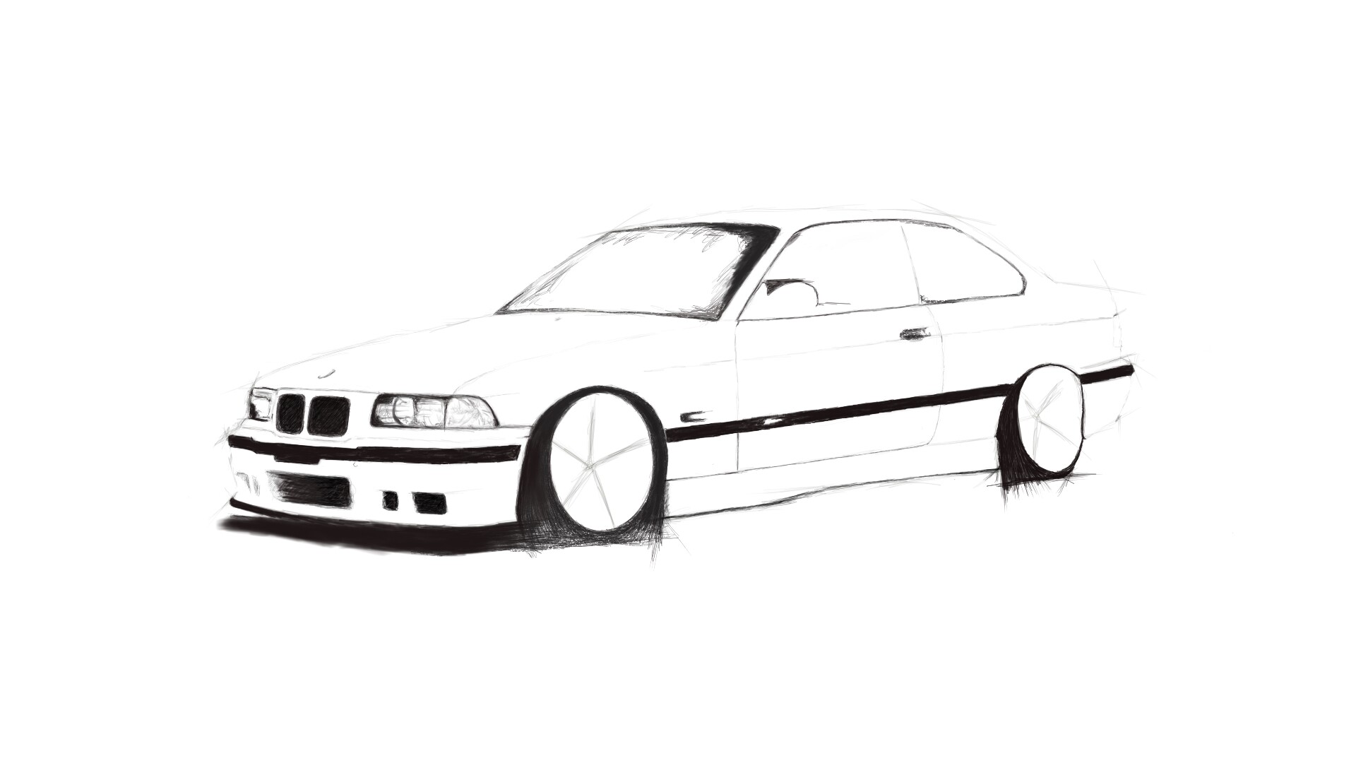 Bmw E36 Line Art