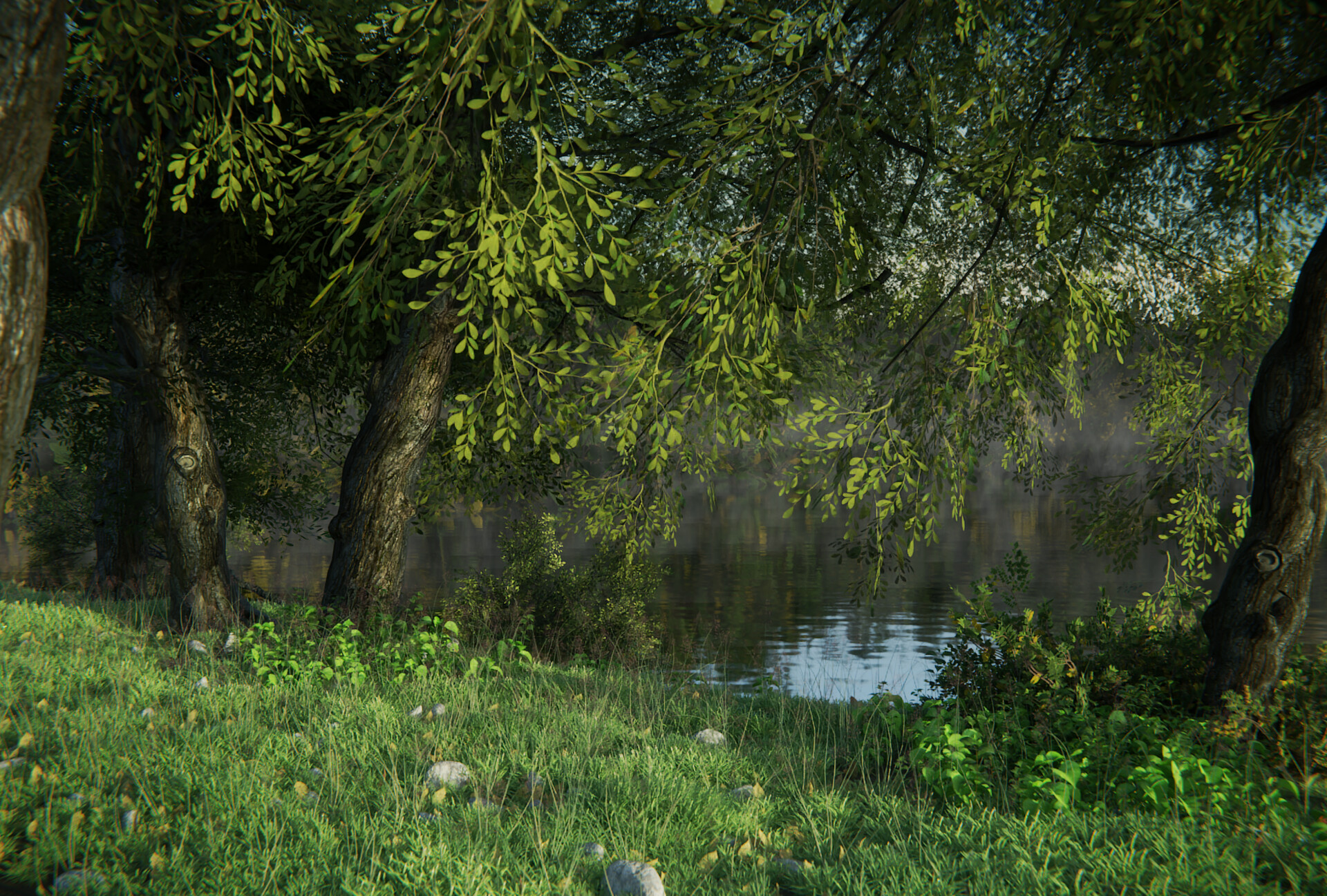 ArtStation - Forest at the river bank
