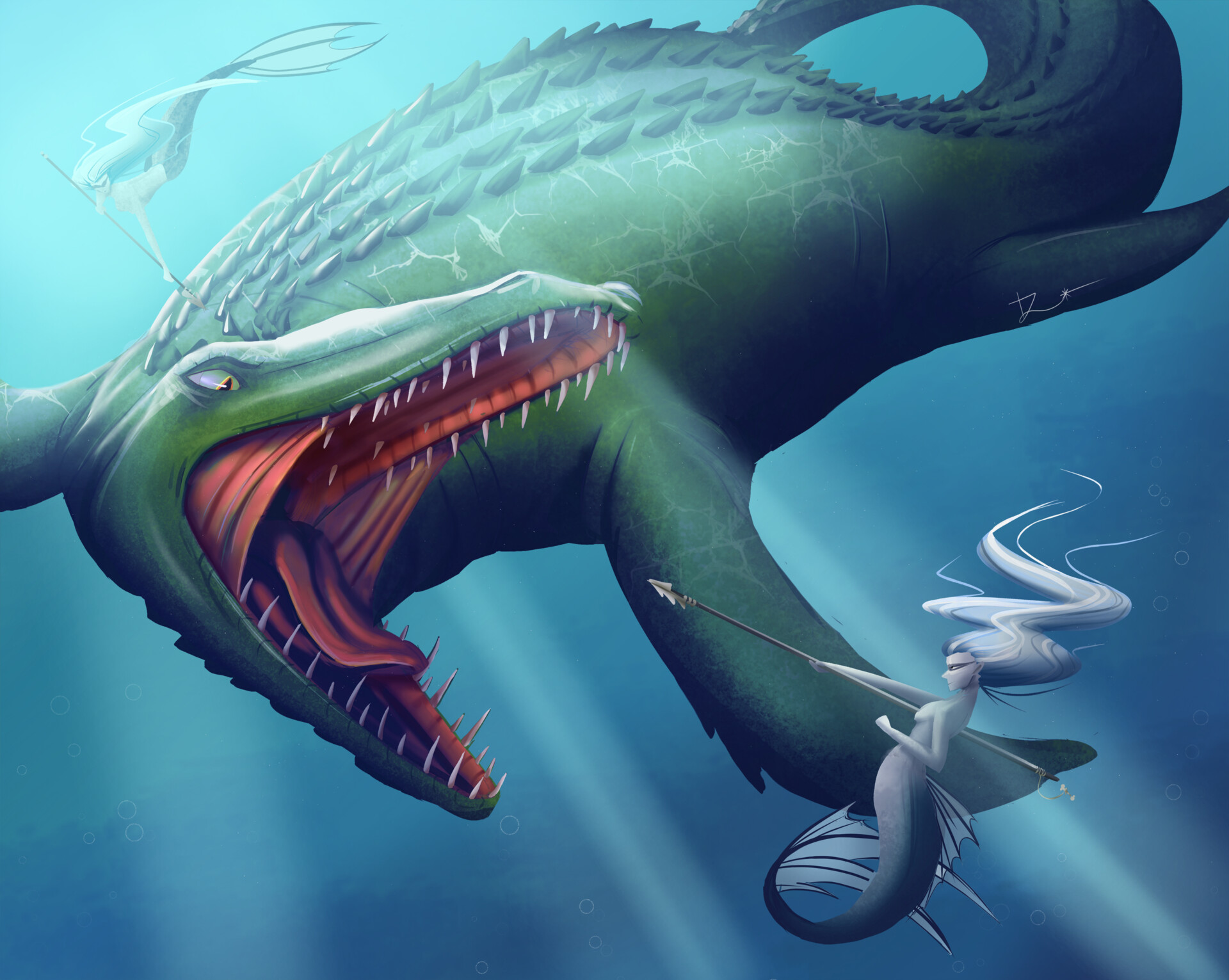 ArtStation - Dinosaur vs Mermaid (Redo)