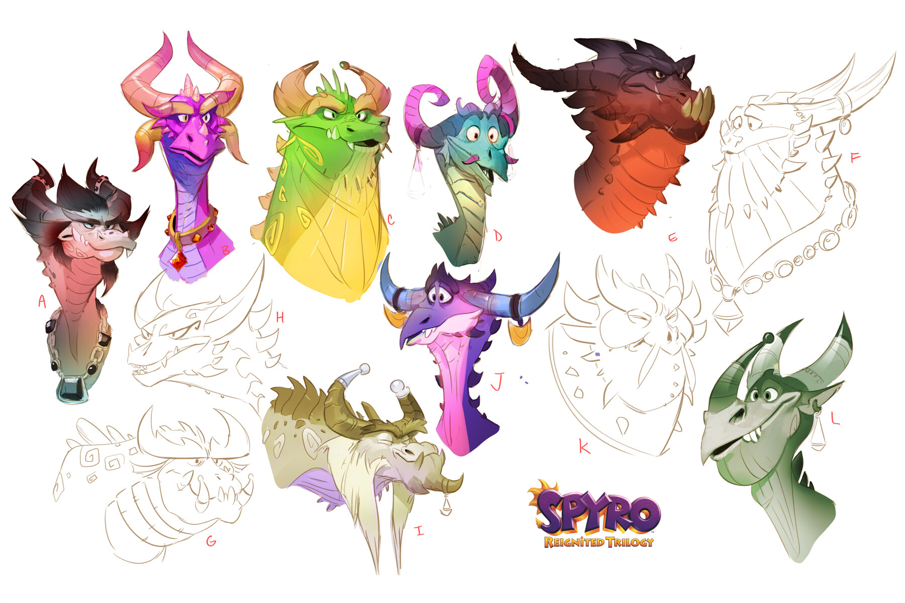 ArtStation - Spyro: Reignited Dragon Sketches
