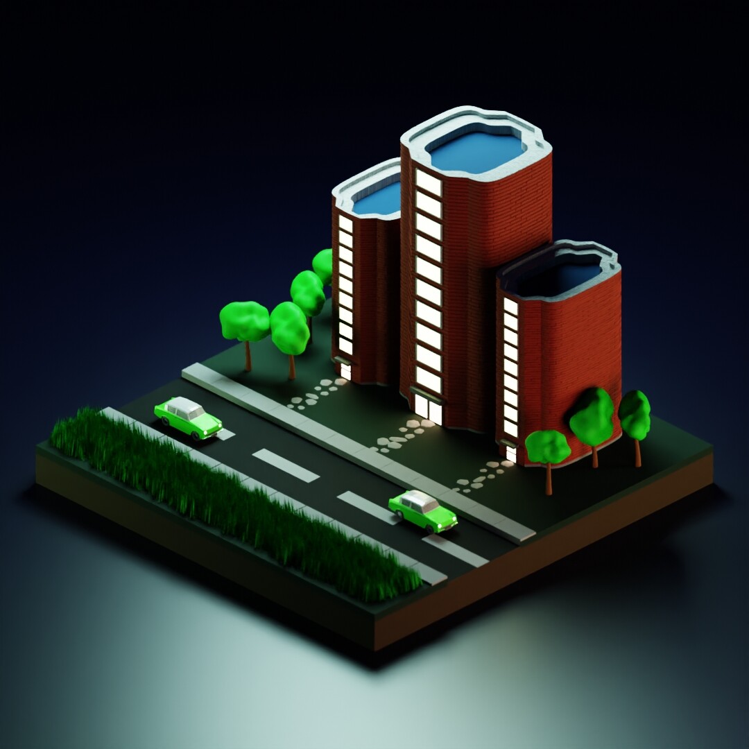 ArtStation - Isometeic night apartment