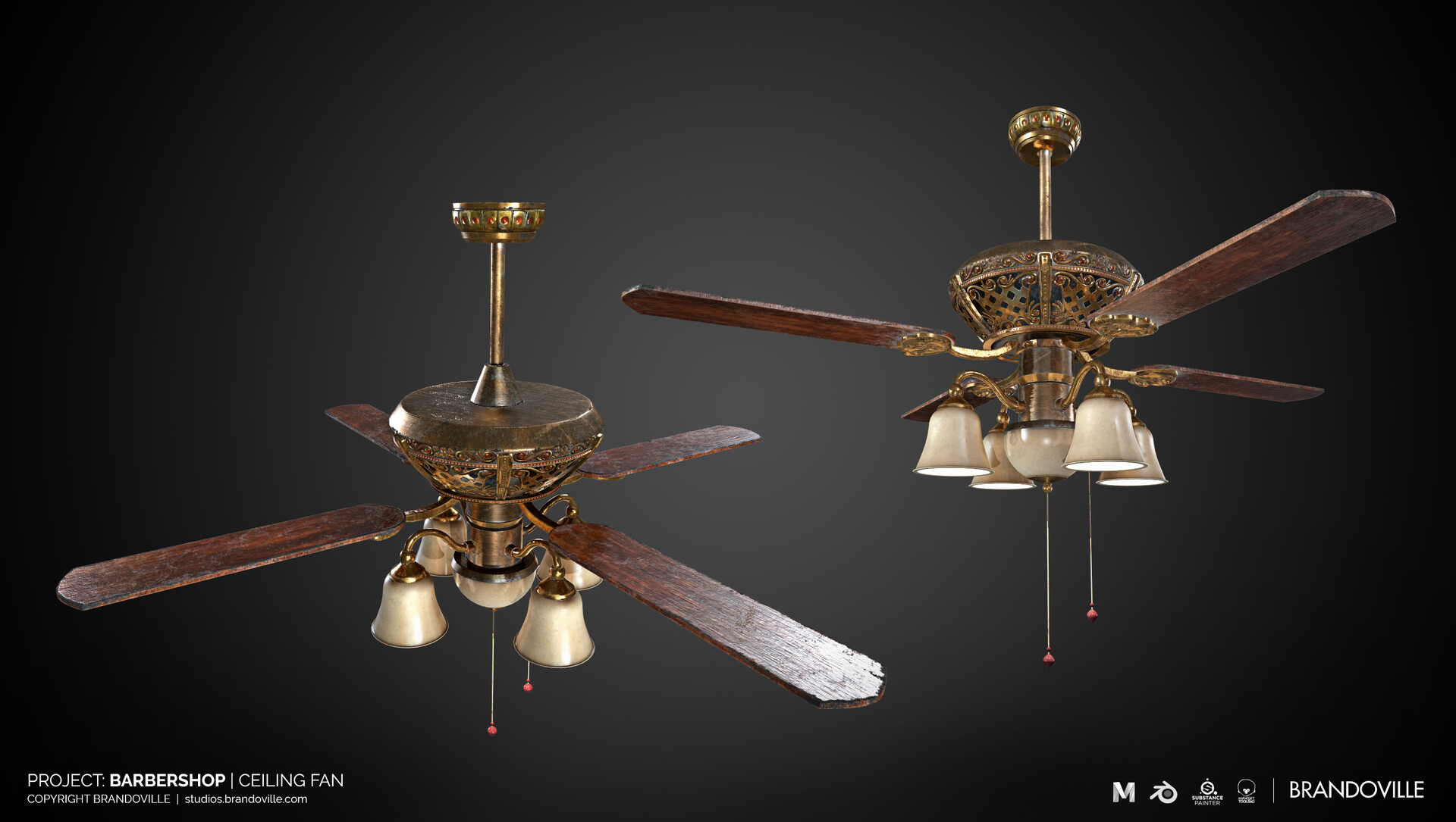 Brandoville Studios - Project: Barbershop | Ceiling Fan Prop